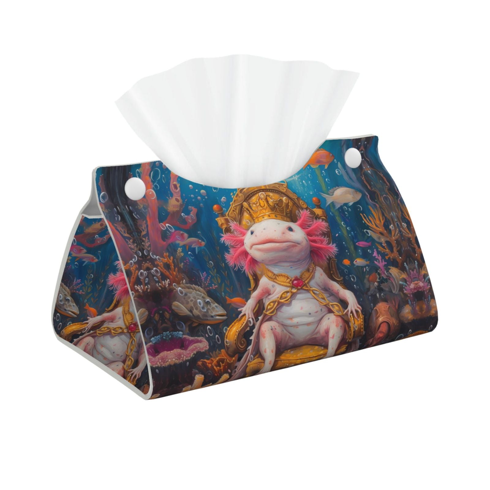 Tissue Box Cover, Aquatic Axolotl King Rectangular Leather Tissue ...