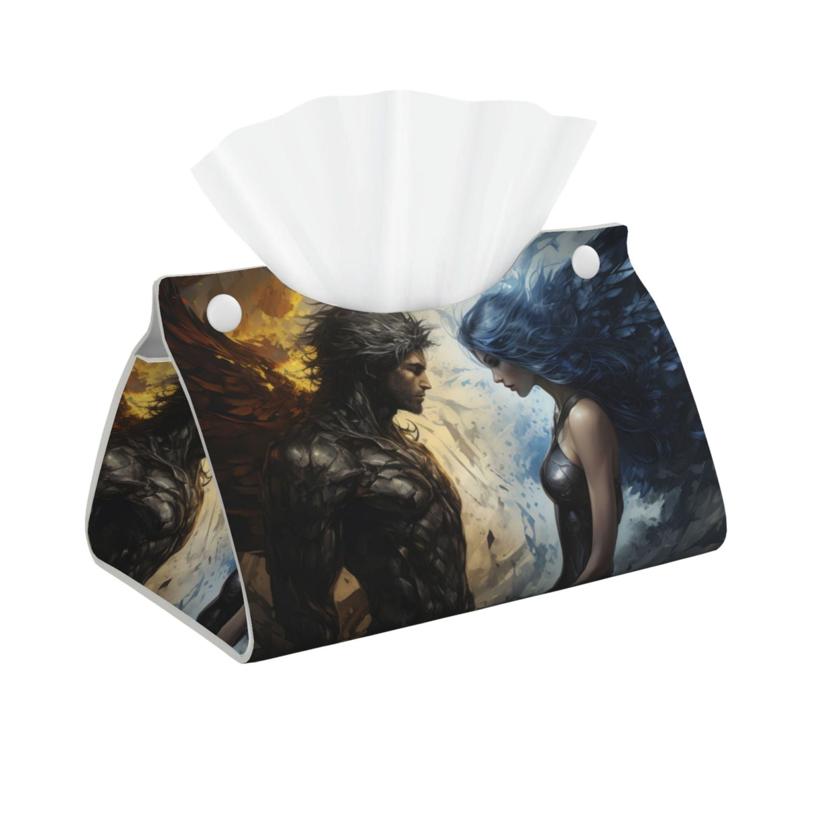Tissue Box Cover, Armored Knight Couple Rectangular Leather Tissue ...