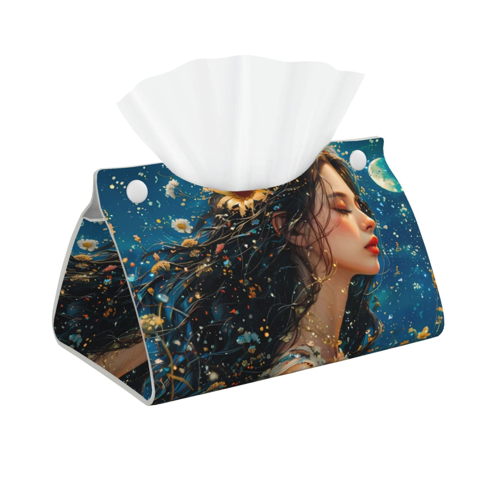 Tissue Box Cover, Artistic Night Sky Sunflower Princess Rectangular ...