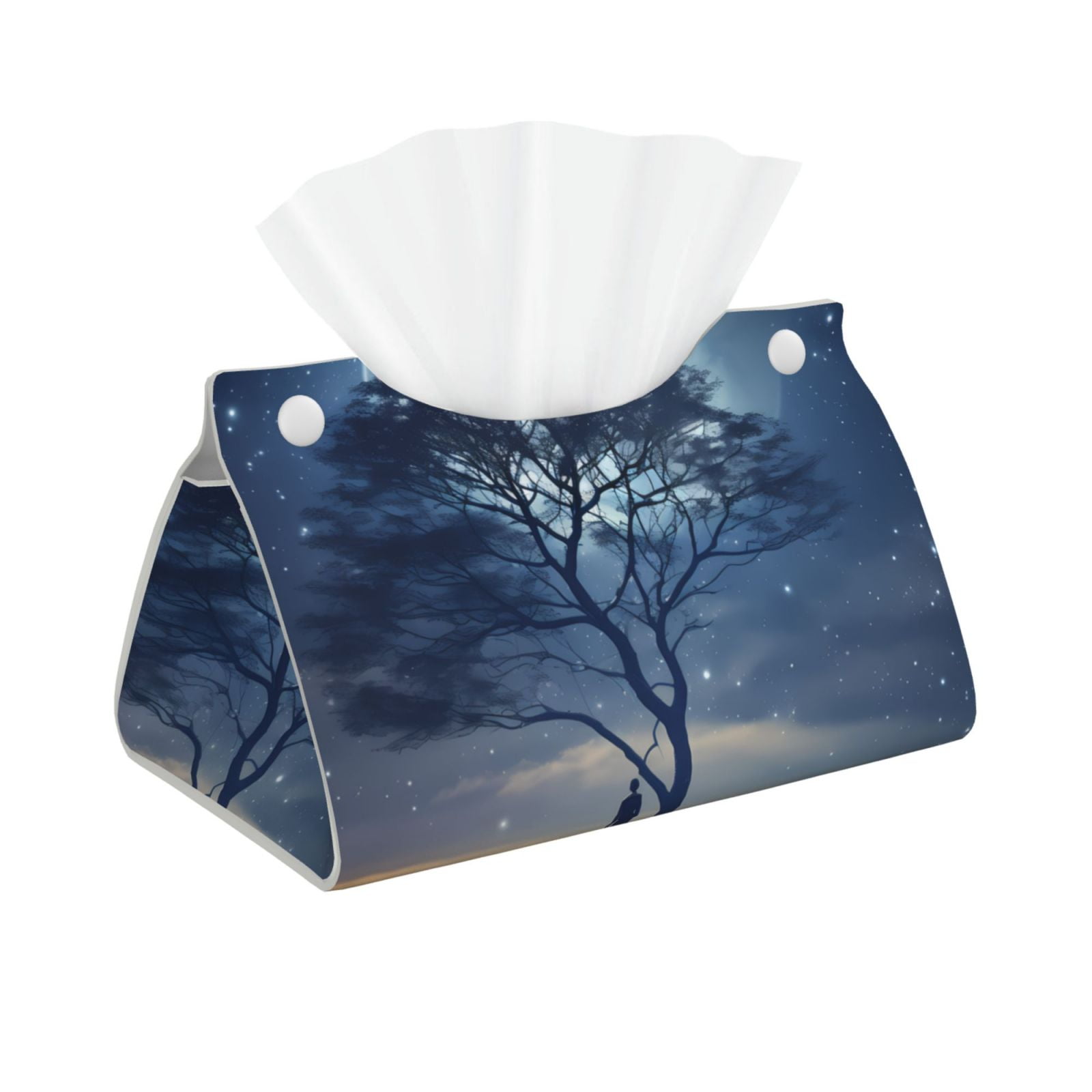 Tissue Box Cover Artistic Tree Moon Starry Sky Tissues Boxes Holder ...