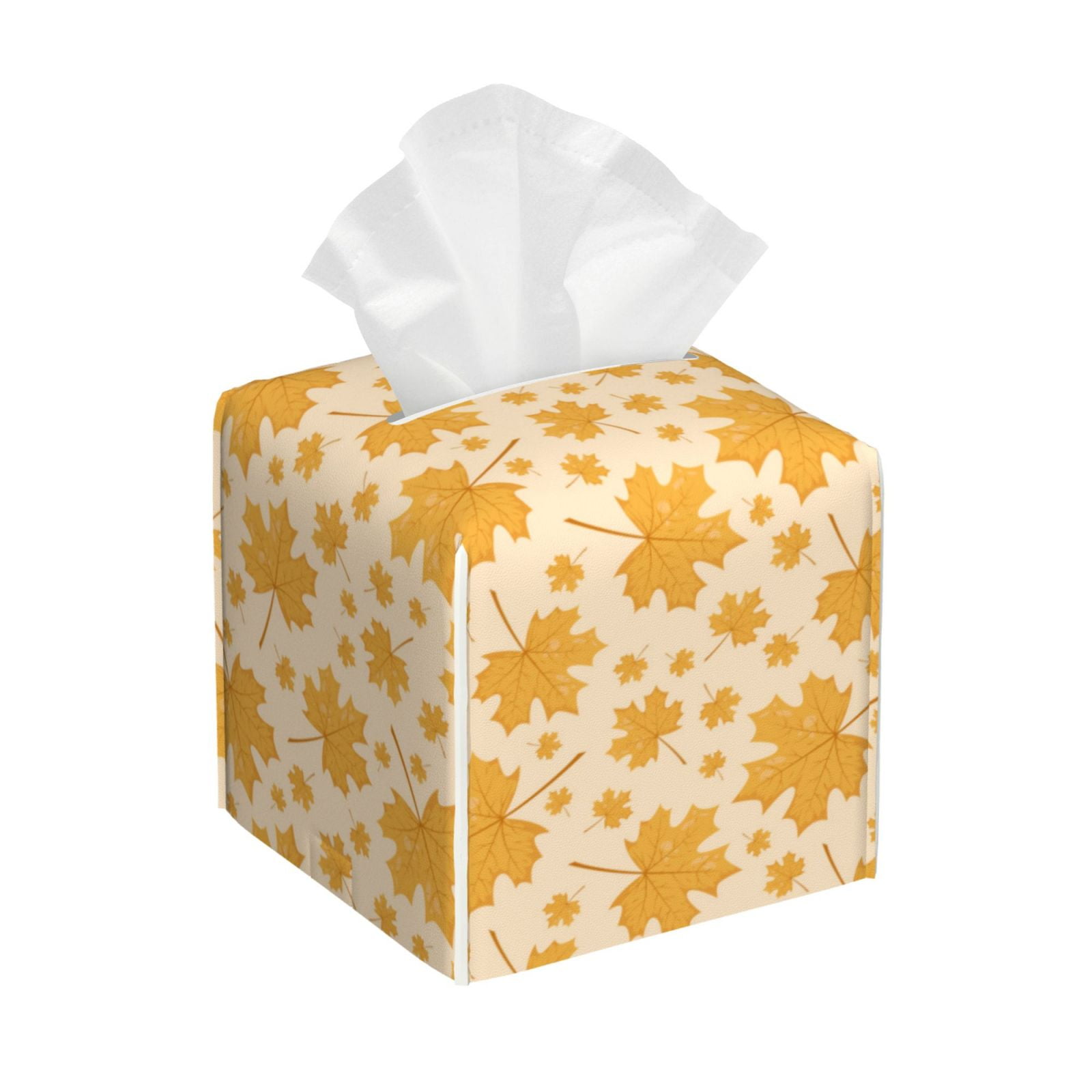 Tissue Box Cover, Autumn Fall Yellow Leaves Leather Tissue Box Holder ...