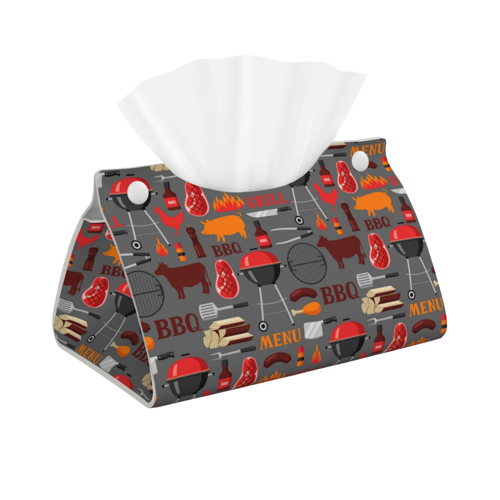 Tissue Box Cover, BBQ Icons Rectangular Leather Tissue Holder - Tissue ...