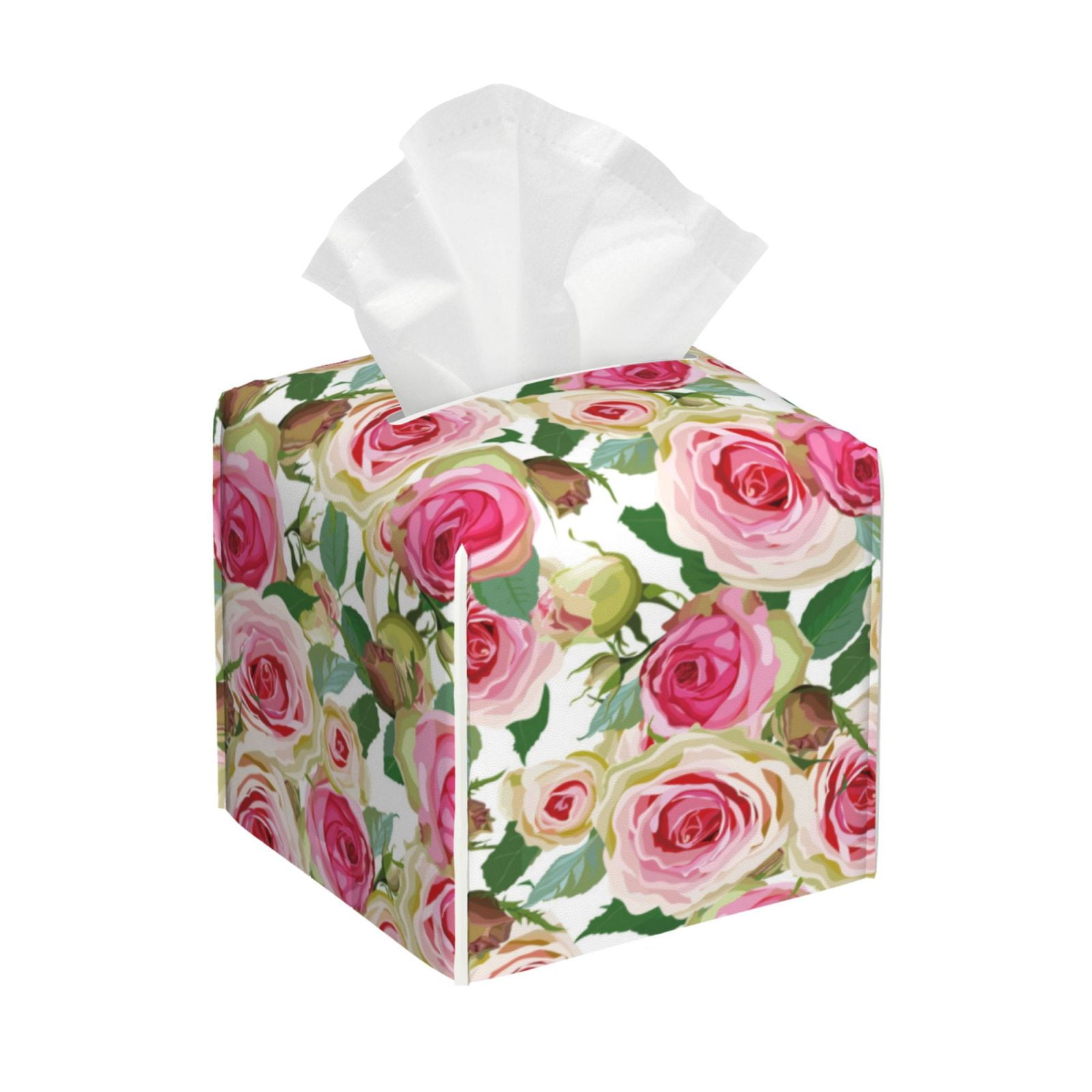 Tissue Box Cover Beautiful Rose Flowers Tissues Boxes Holder Organizer ...