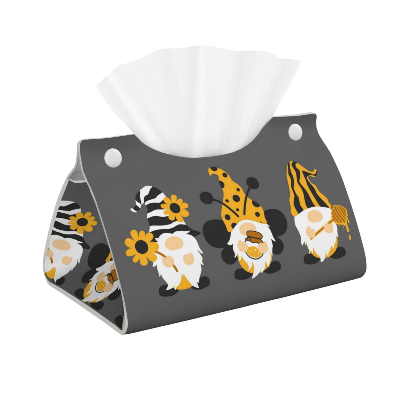 Tissue Box Cover, Bee Gnome With Sunflower Rectangular Leather Tissue ...