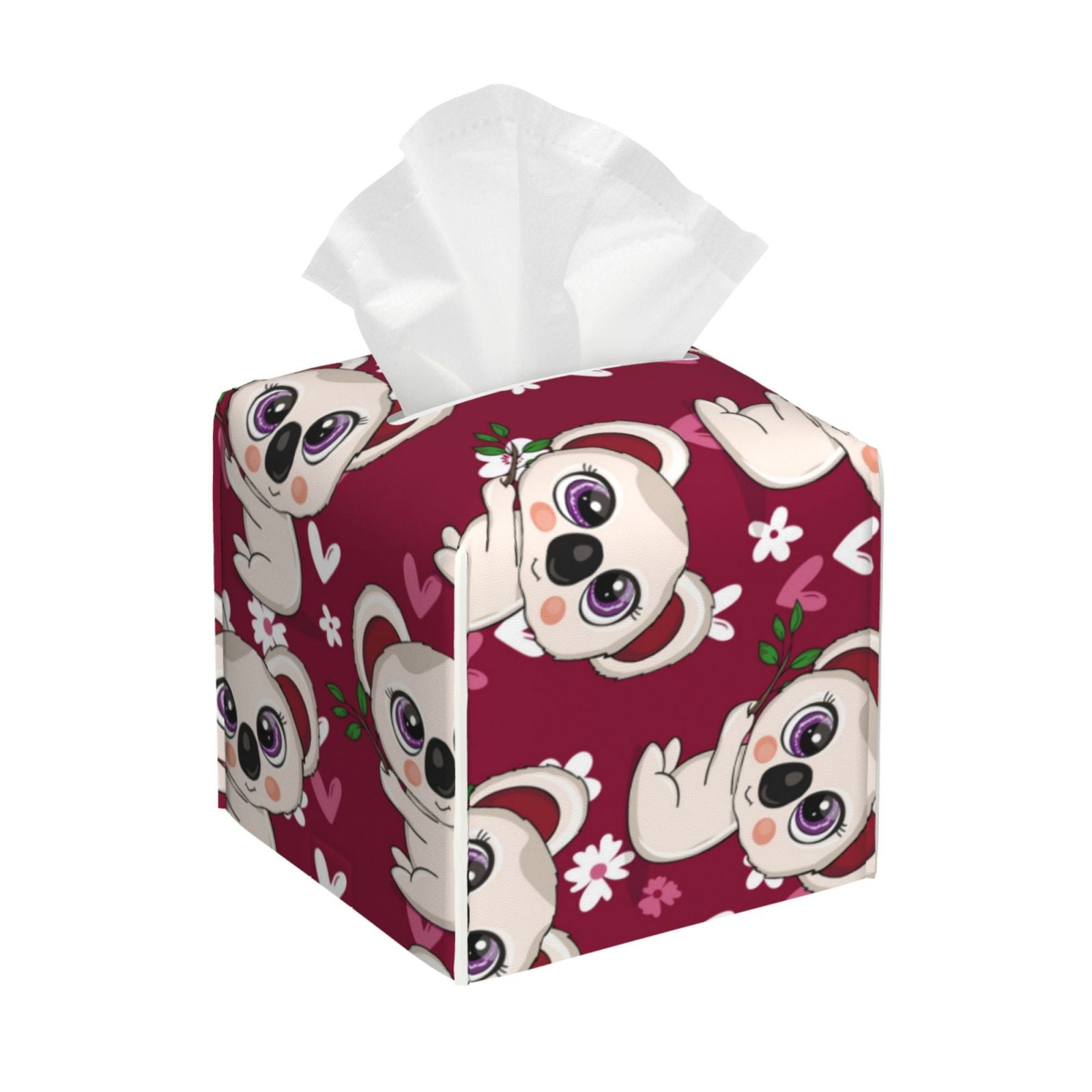 Tissue Box Cover Big Eyes Koala Burgundy Tissues Boxes Holder Organizer ...