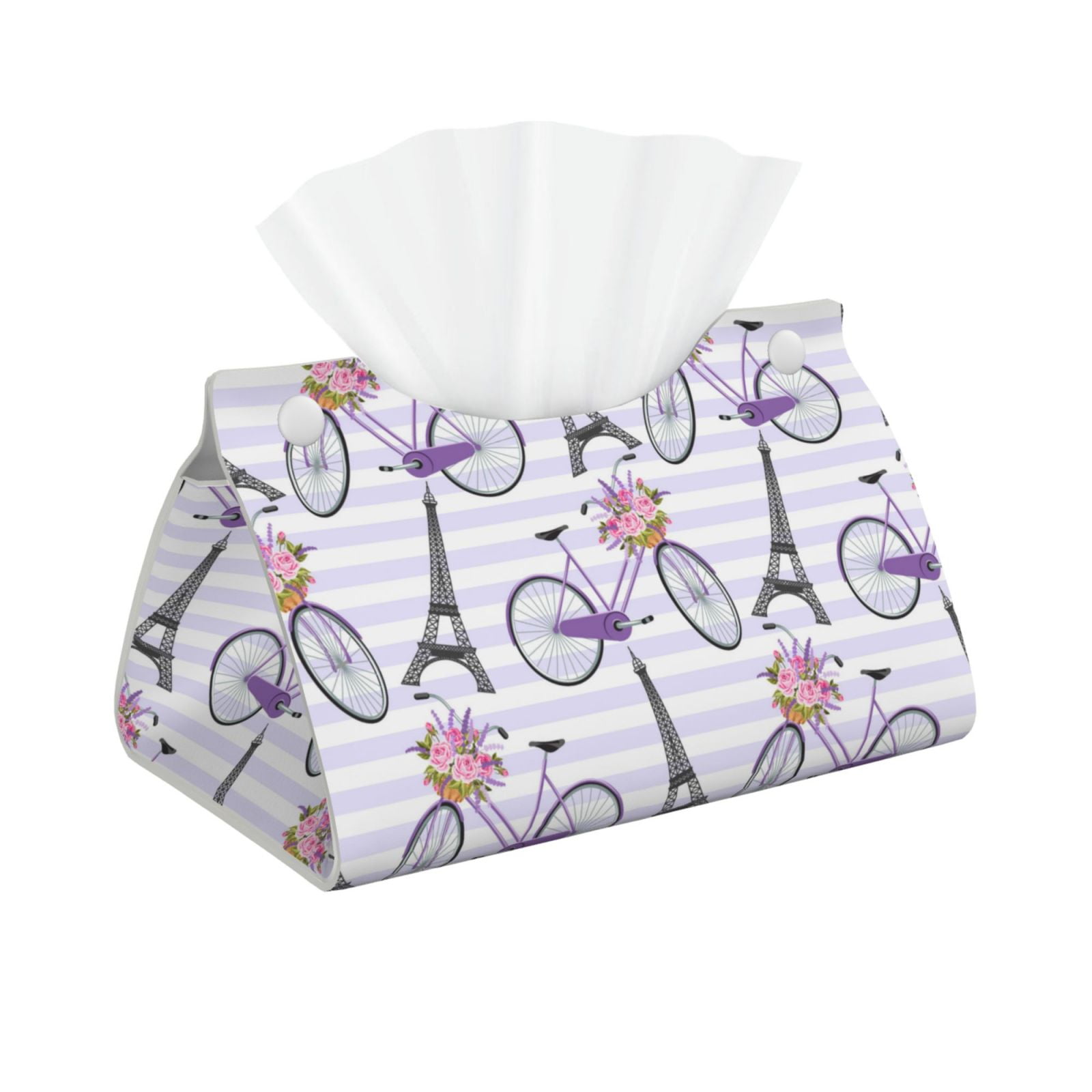 Tissue Box Cover, Bike Flower Tower Leather Rectangular Tissue Holder ...