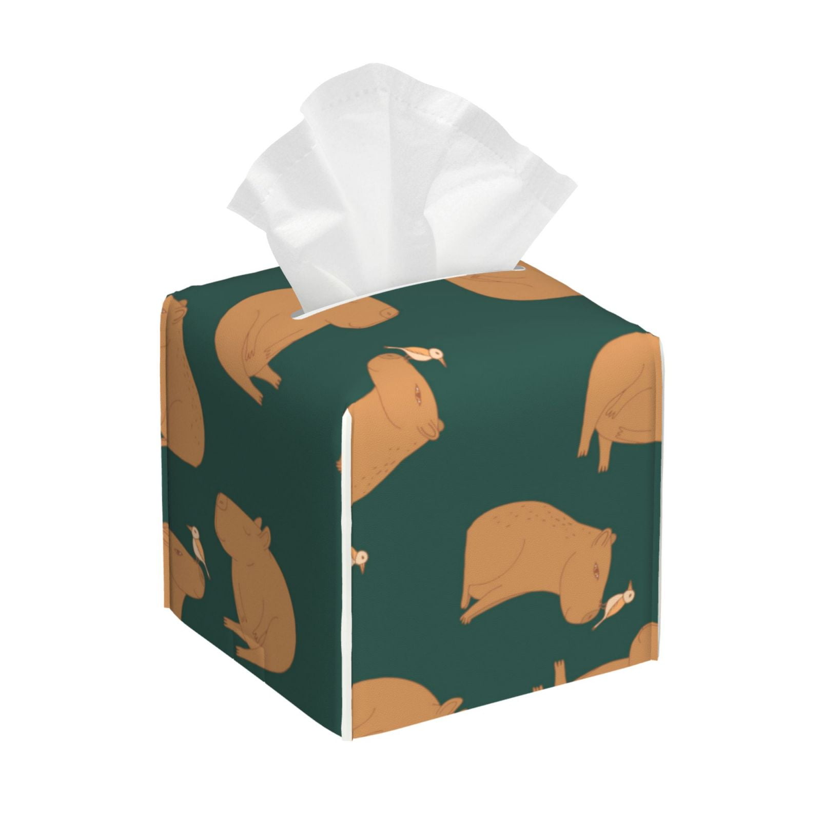 Tissue Box Cover, Birds Capybaras Leather Tissue Box Holder - Tissue ...