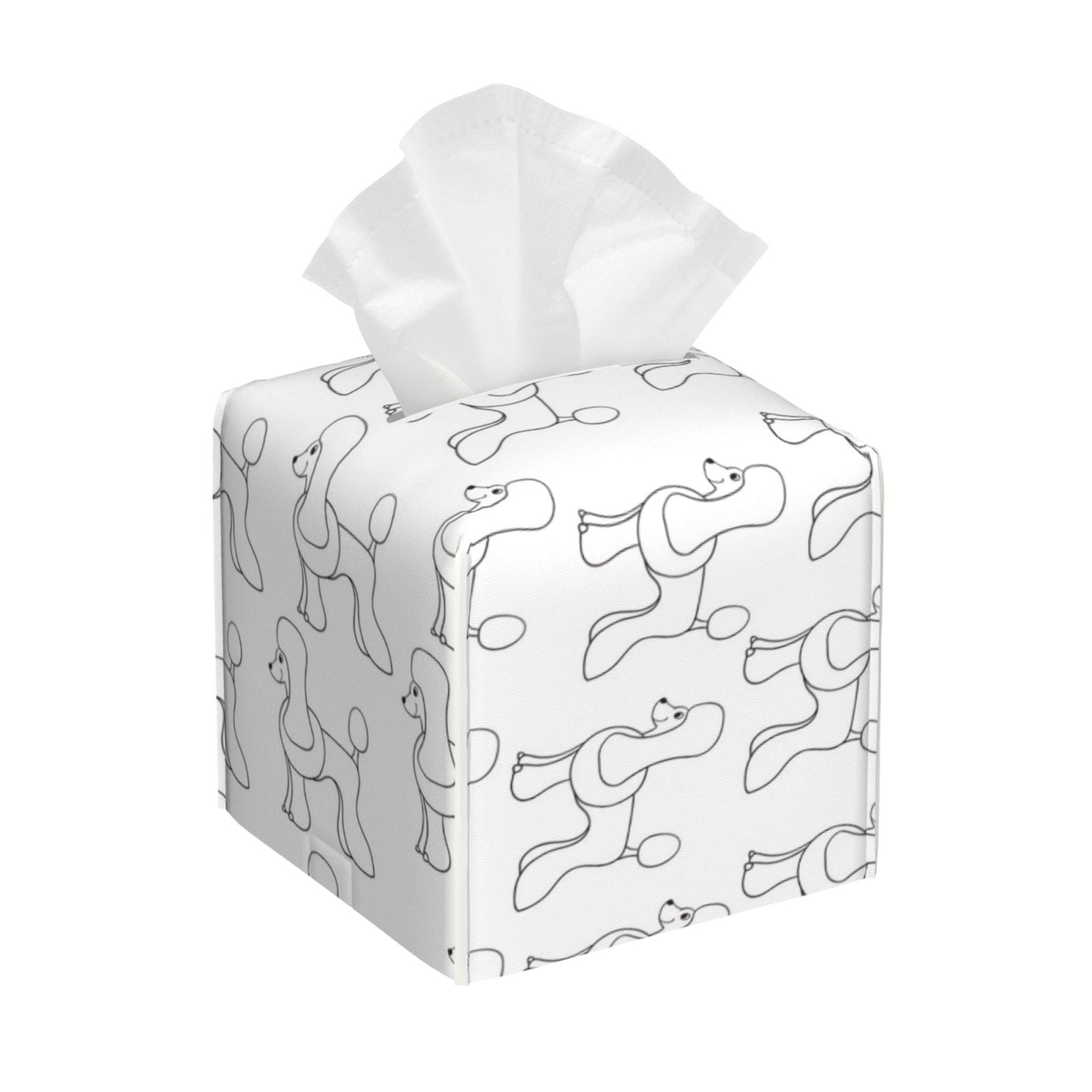 Tissue Box Cover Black Lines Cute Poodle Dog Tissues Boxes Holder ...