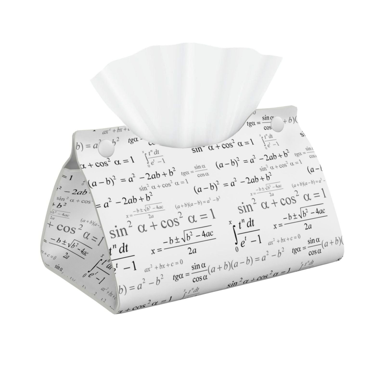 Tissue Box Cover, Black Math Print Leather Rectangular Tissue Holder ...