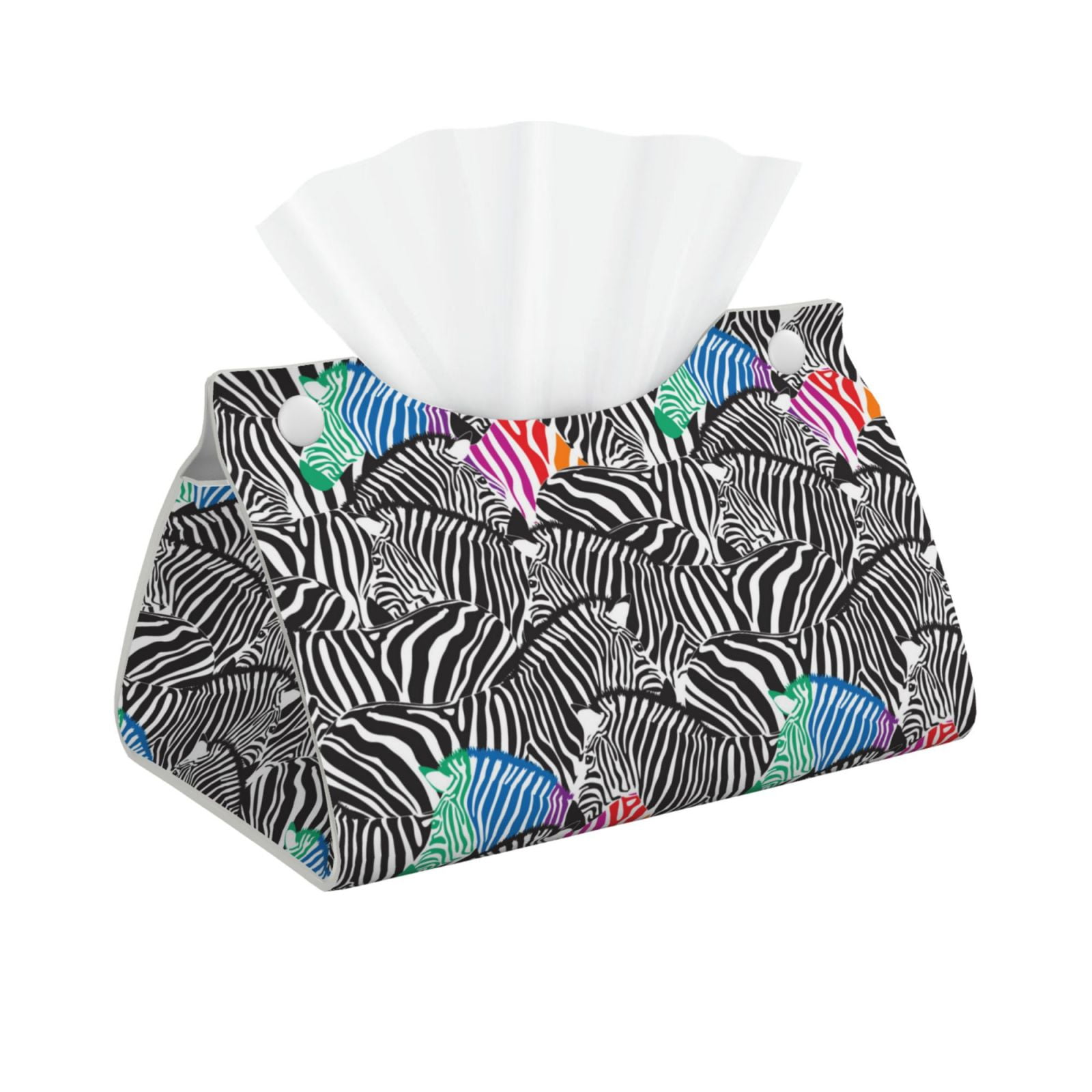 Tissue Box Cover, Black colorful zebra trendy Rectangular Leather Tissue Holder - Tissue Case ...