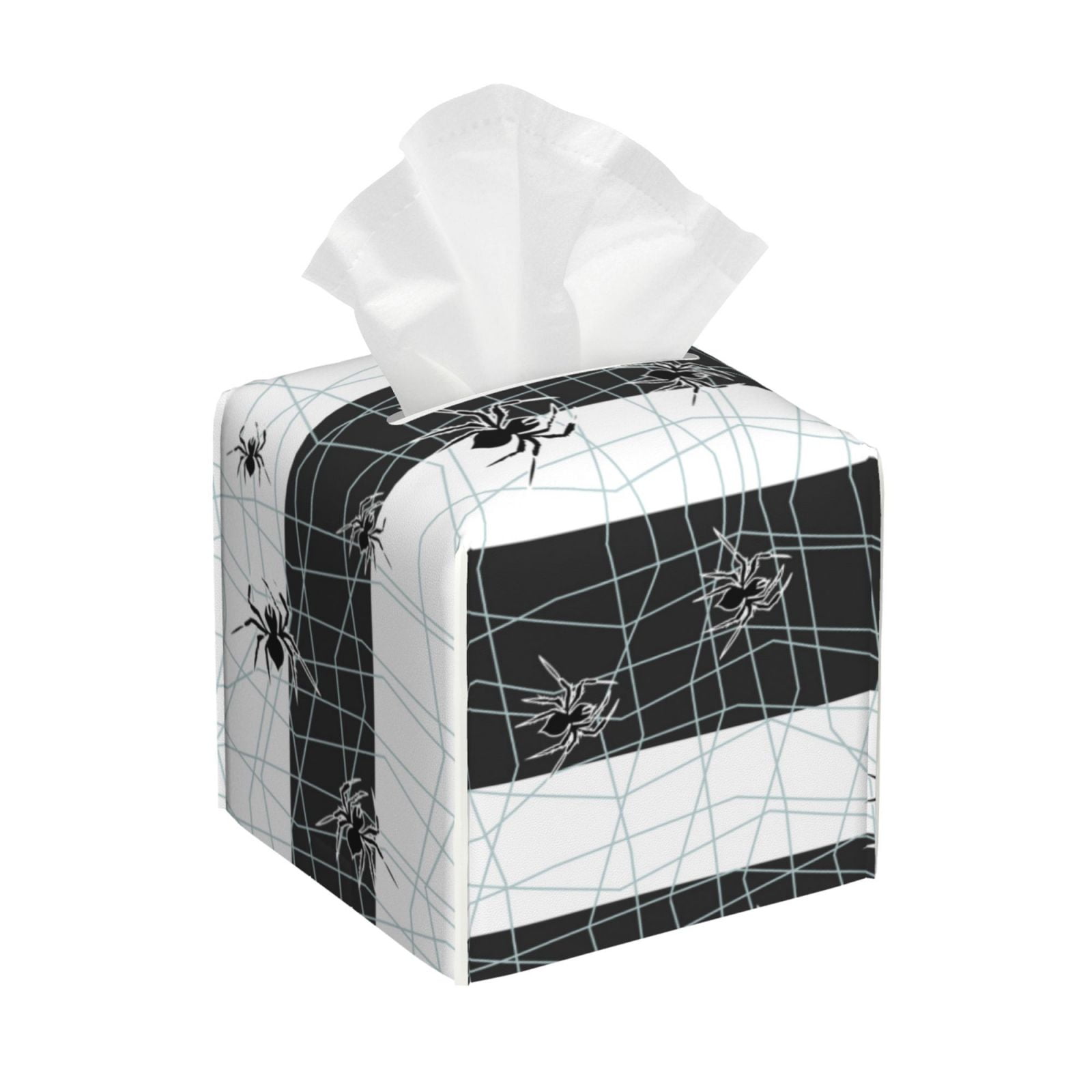 Tissue Box Cover, Black white Spider web cool Leather Tissue Box Holder ...