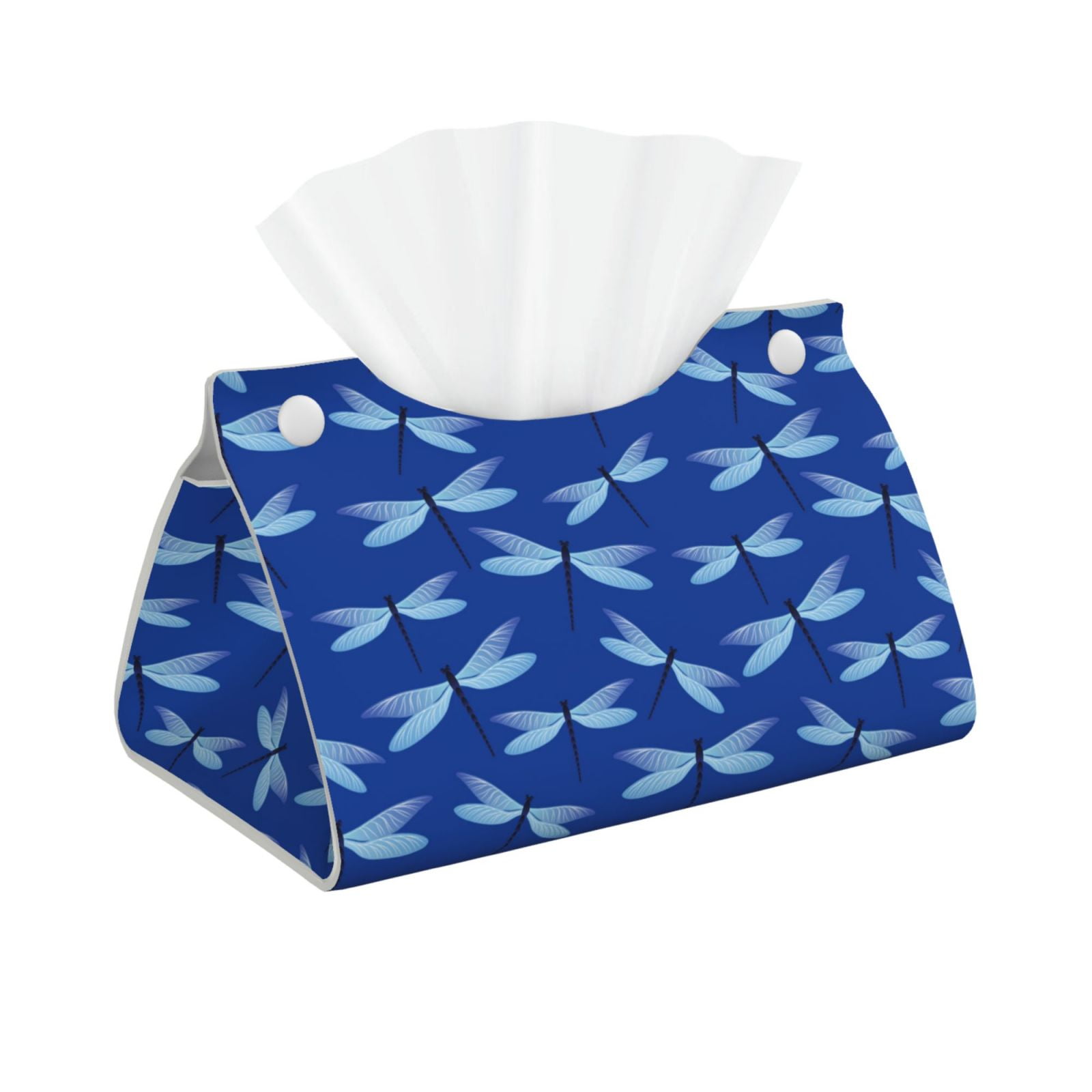 Tissue Box Cover, Blue Dragonfly Print Leather Rectangular Tissue ...