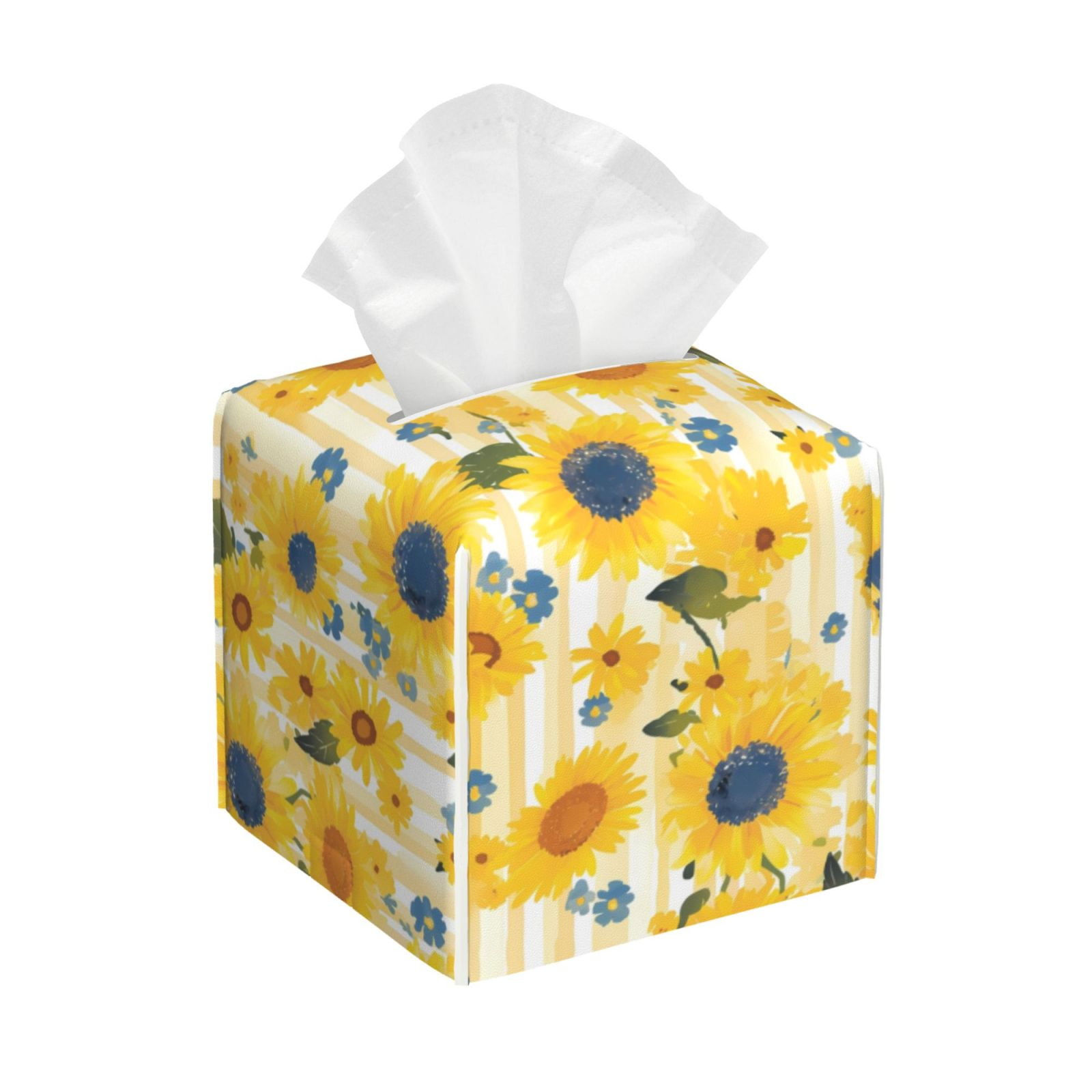 Tissue Box Cover Blue Floral Sunflower Tissues Boxes Holder Organizer ...