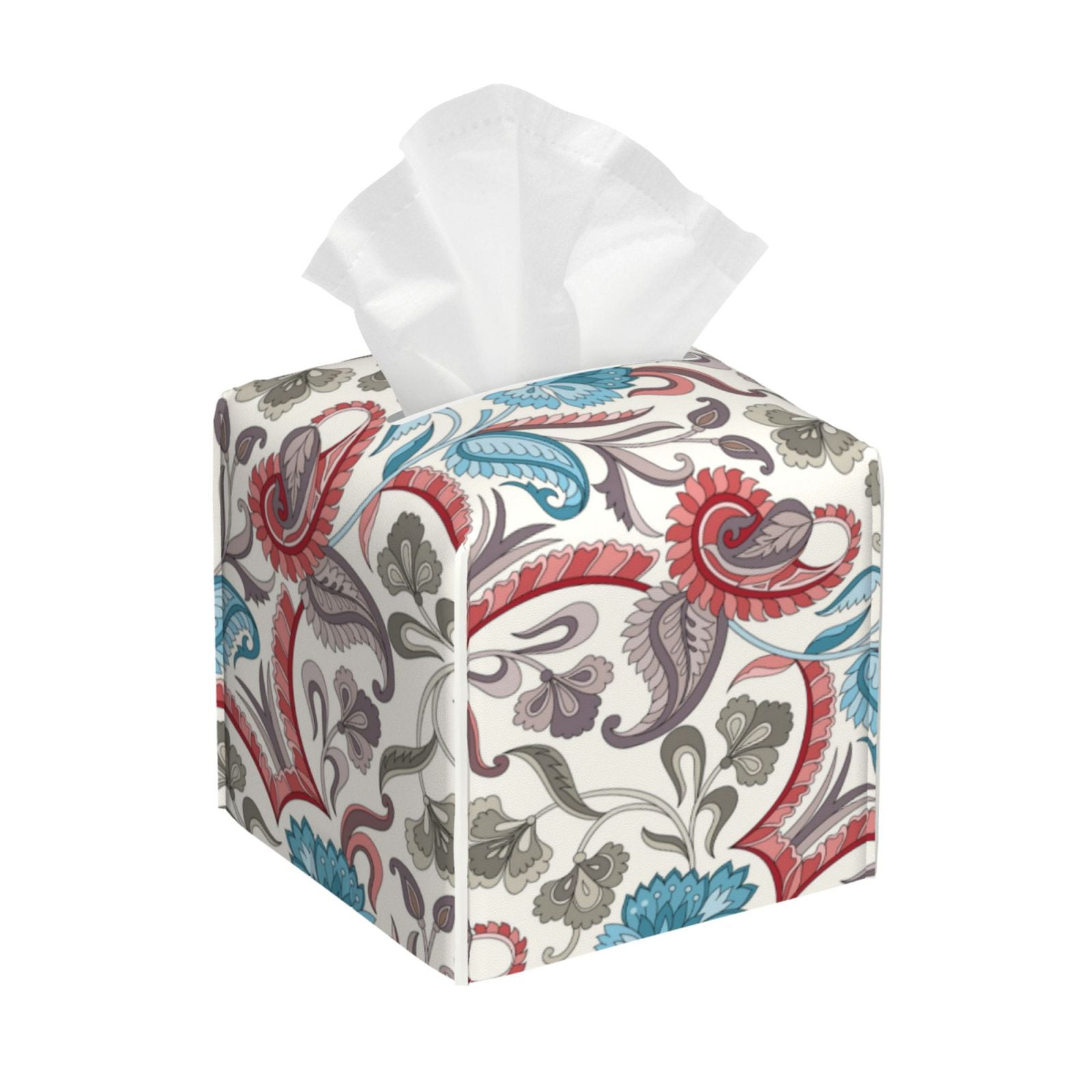 Tissue Box Cover Blue Flowers Paisley Tissues Boxes Holder Organizer ...