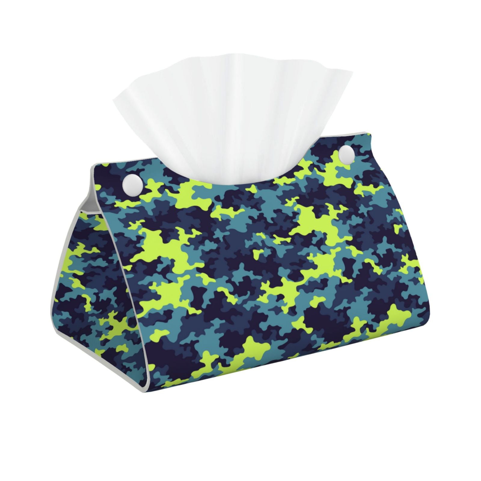 Tissue Box Cover, Blue Green Camouflage Leather Rectangular Tissue ...
