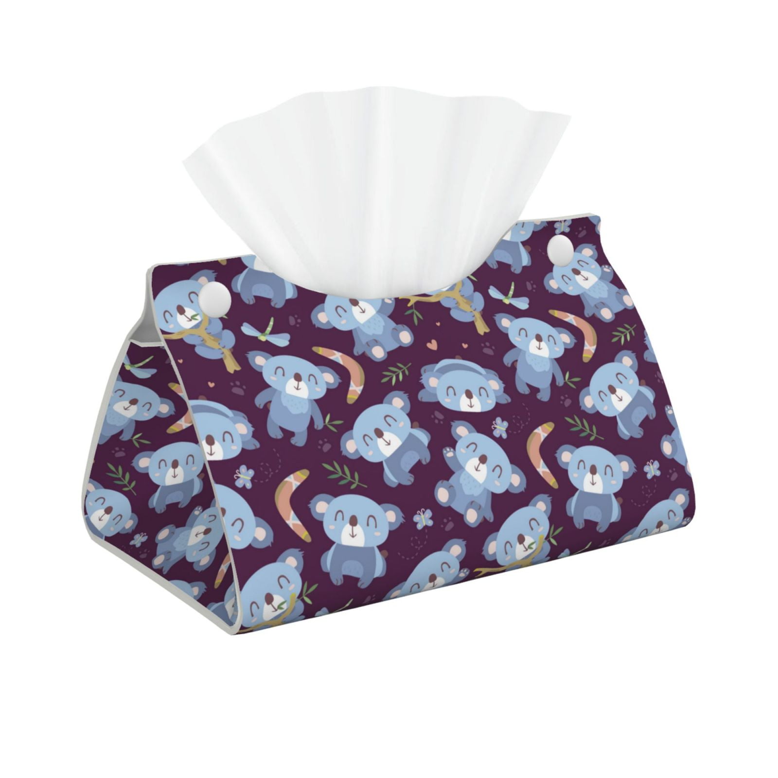 Tissue Box Cover, Blue Koala Butterfly Leather Rectangular Tissue ...