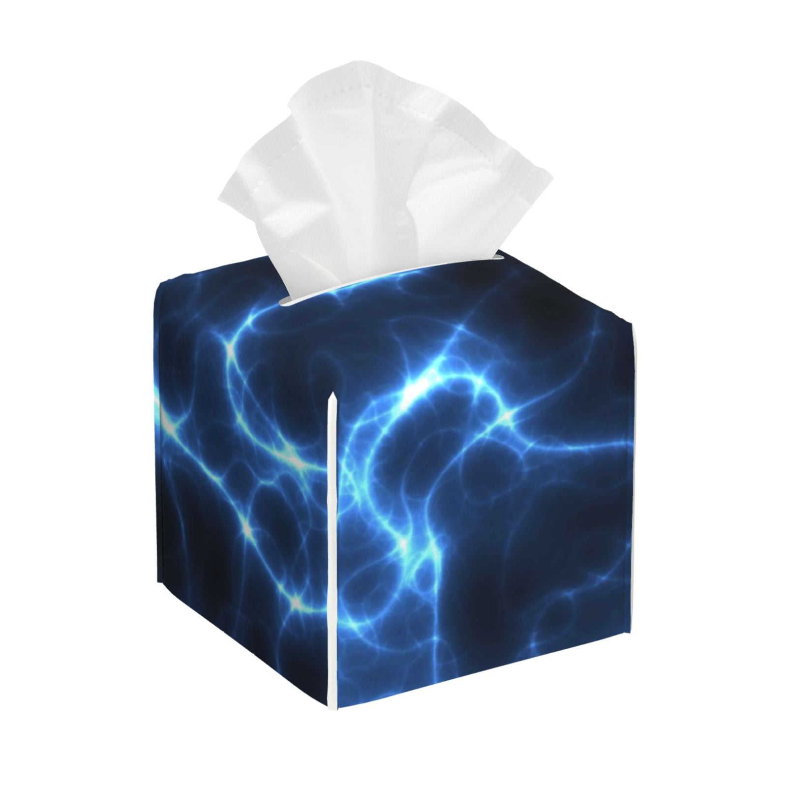 Tissue Box Cover, Blue Lightning Leather Tissue Box Holder - Tissue ...