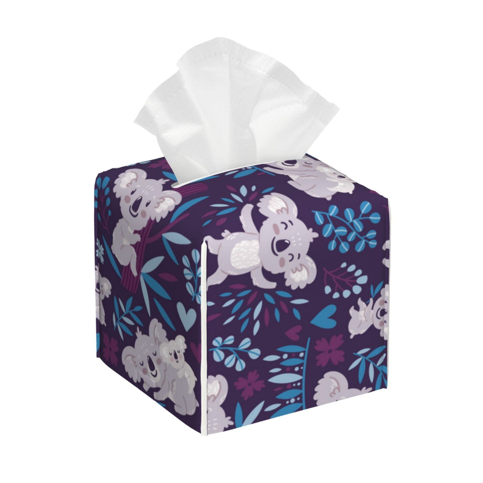Tissue Box Cover Blue Purple Branches Gray Koala Tissues Boxes Holder ...