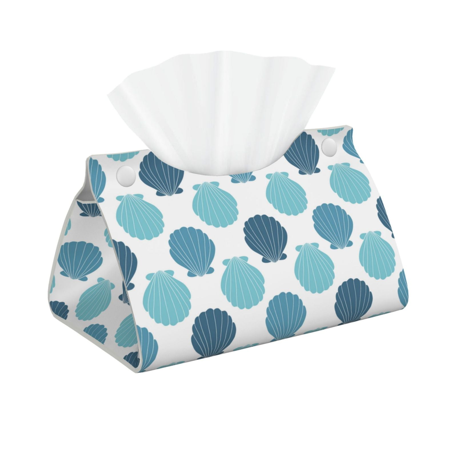 Tissue Box Cover, Blue Scallop Leather Rectangular Tissue Holder ...