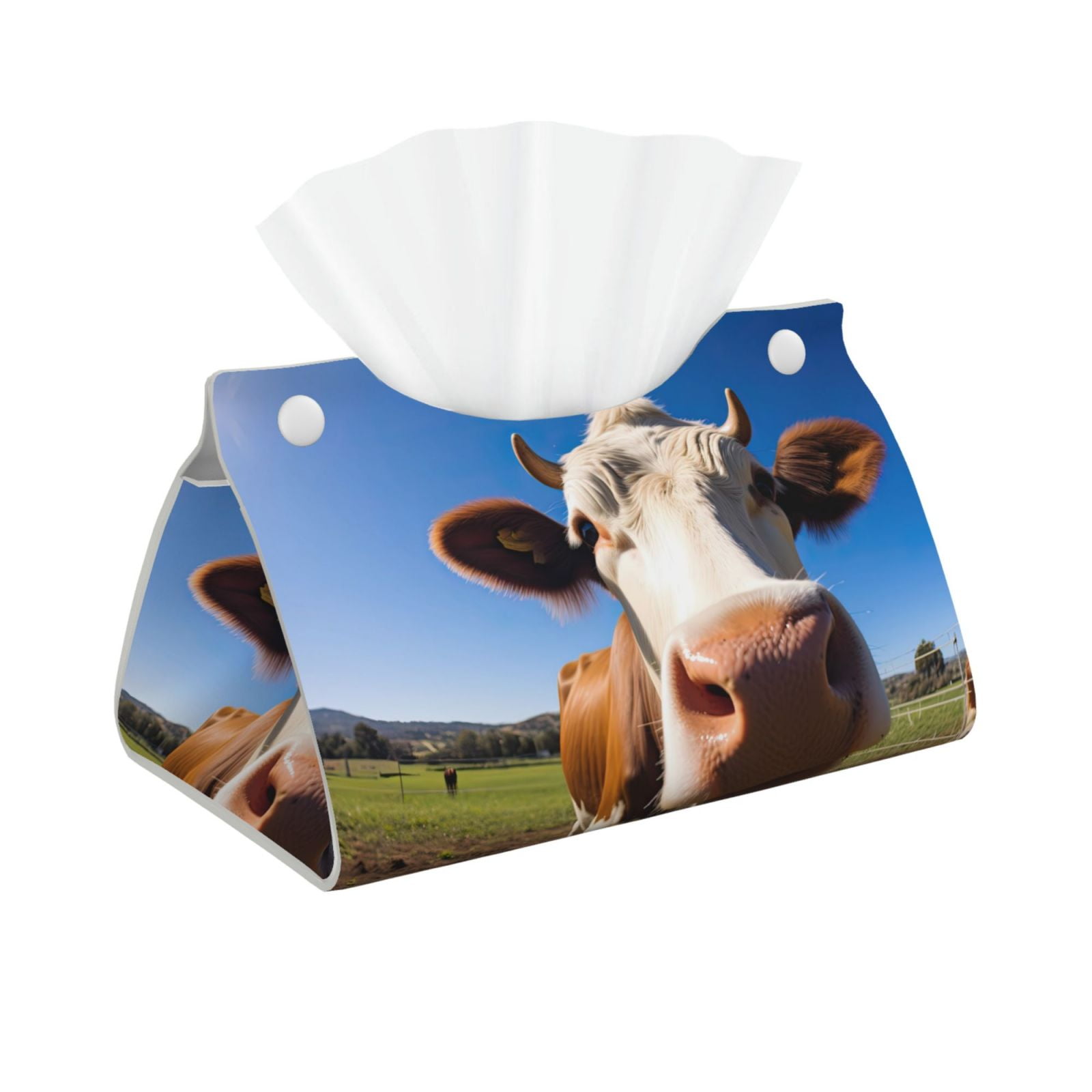 Tissue Box Cover Blue Sky Meadow Cute Cow Tissues Boxes Holder ...