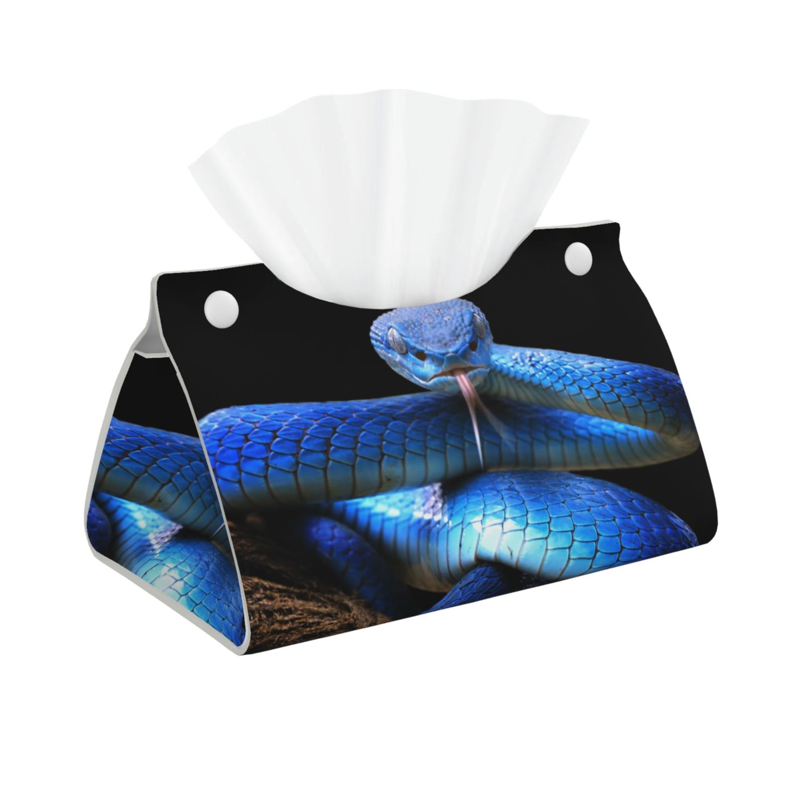 Tissue Box Cover, Blue Viper Snake Rectangular Leather Tissue Holder ...