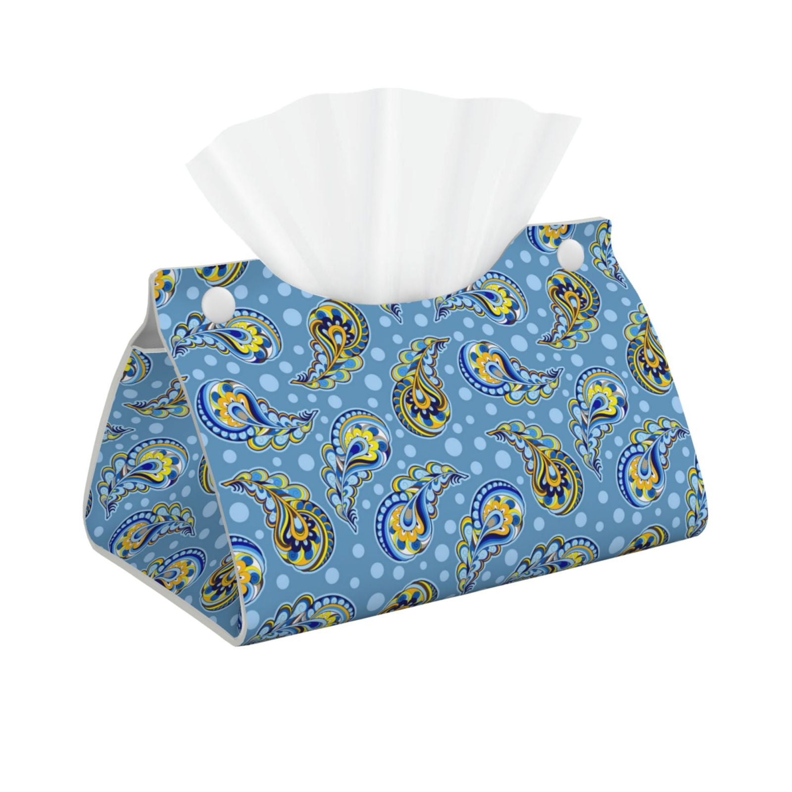 Tissue Box Cover, Blue paisley pattern Rectangular Leather Tissue ...