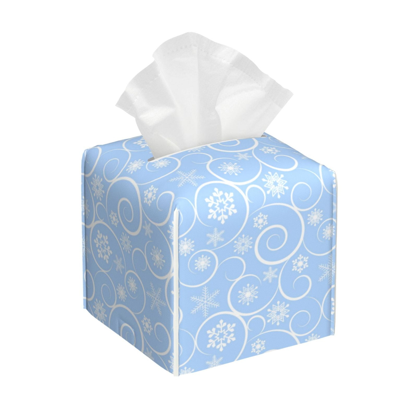 Tissue Box Cover, Blue snowflakes elegant Leather Tissue Box Holder ...