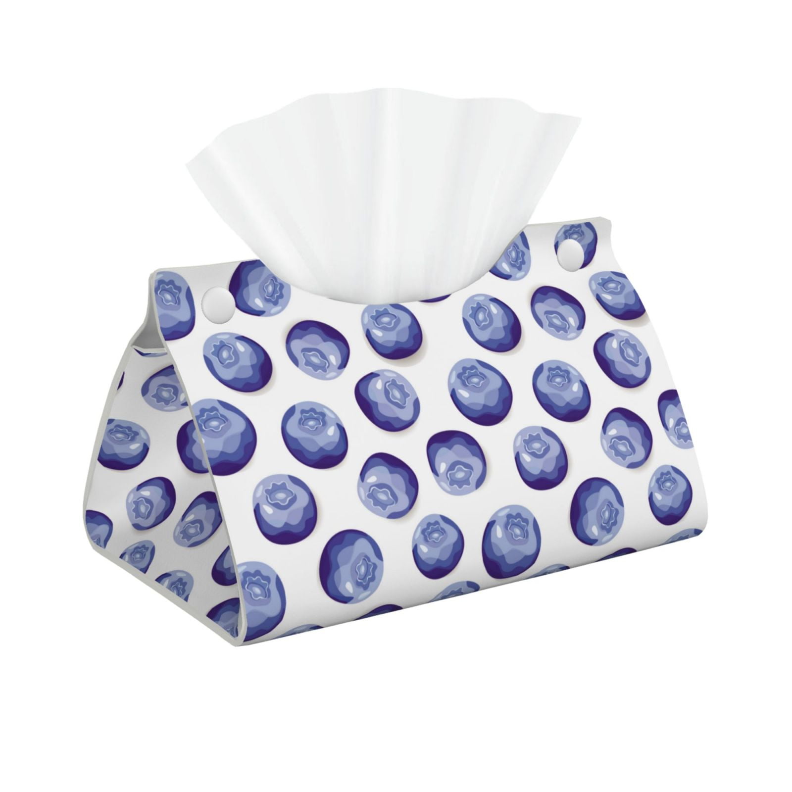 Tissue Box Cover, Blueberry Pattern White Leather Rectangular Tissue ...