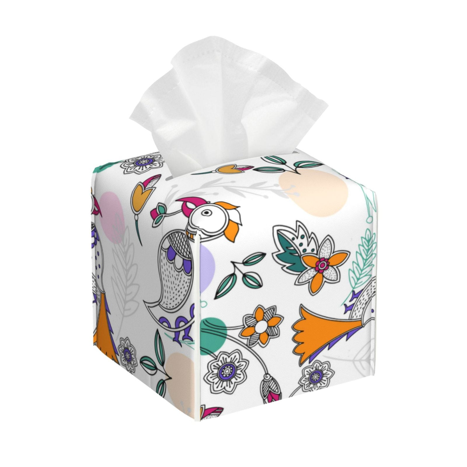 Tissue Box Cover Bohemian Cute Parrot Flower Tissues Boxes Holder ...