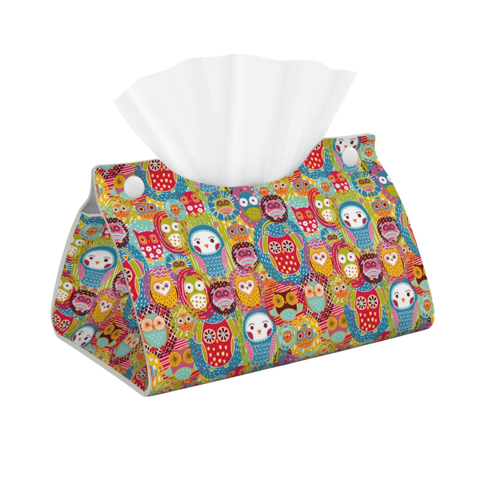Tissue Box Cover, Boho Cute Owls Leather Rectangular Tissue Holder ...
