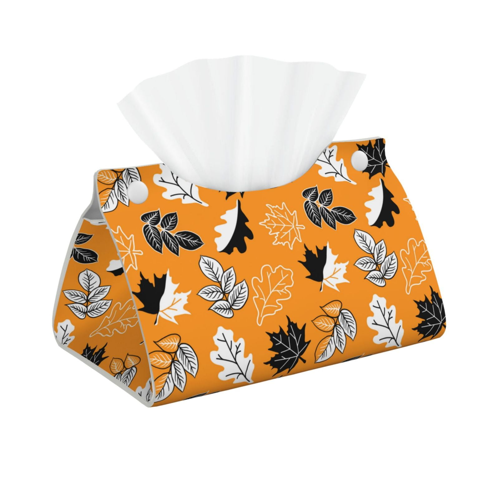 Tissue Box Cover Bold Black and White Leaves Orange Tissues Boxes ...