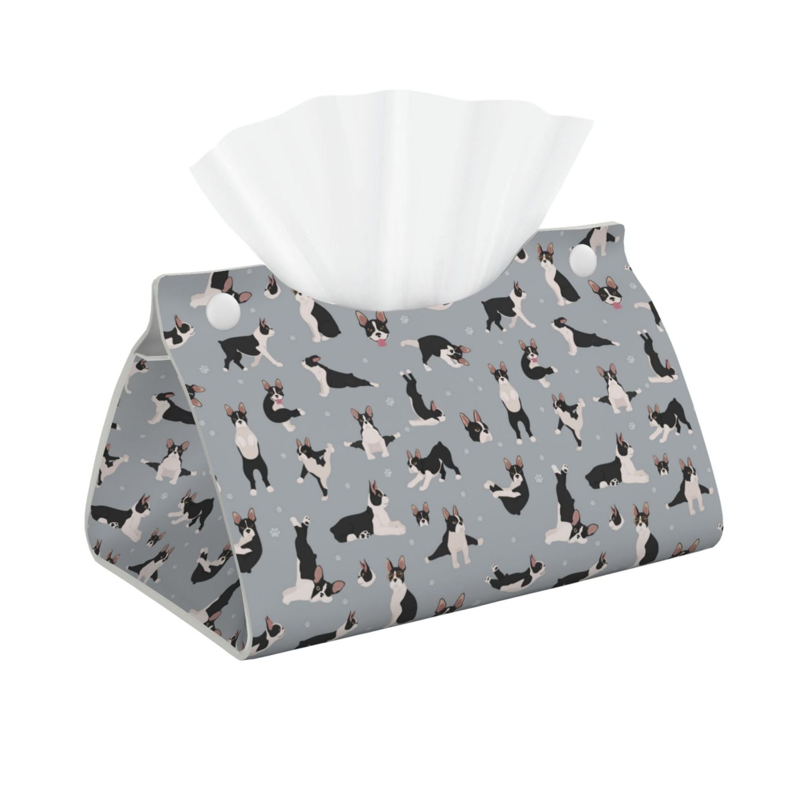 Tissue Box Cover, Boston terrier yoga poses cute Rectangular Leather ...