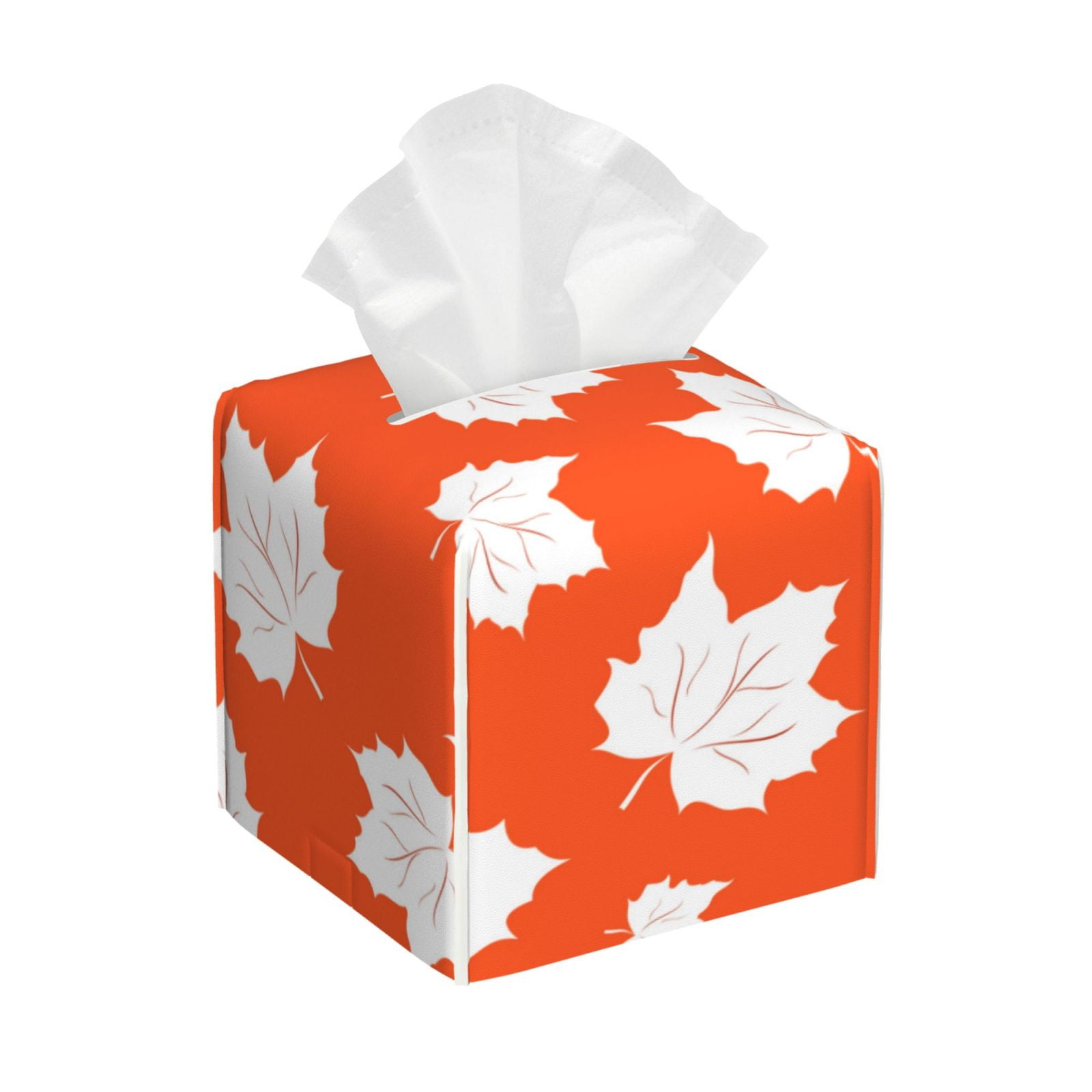 Tissue Box Cover, Bright Autumn Leaves Charm Leather Tissue Box Holder ...