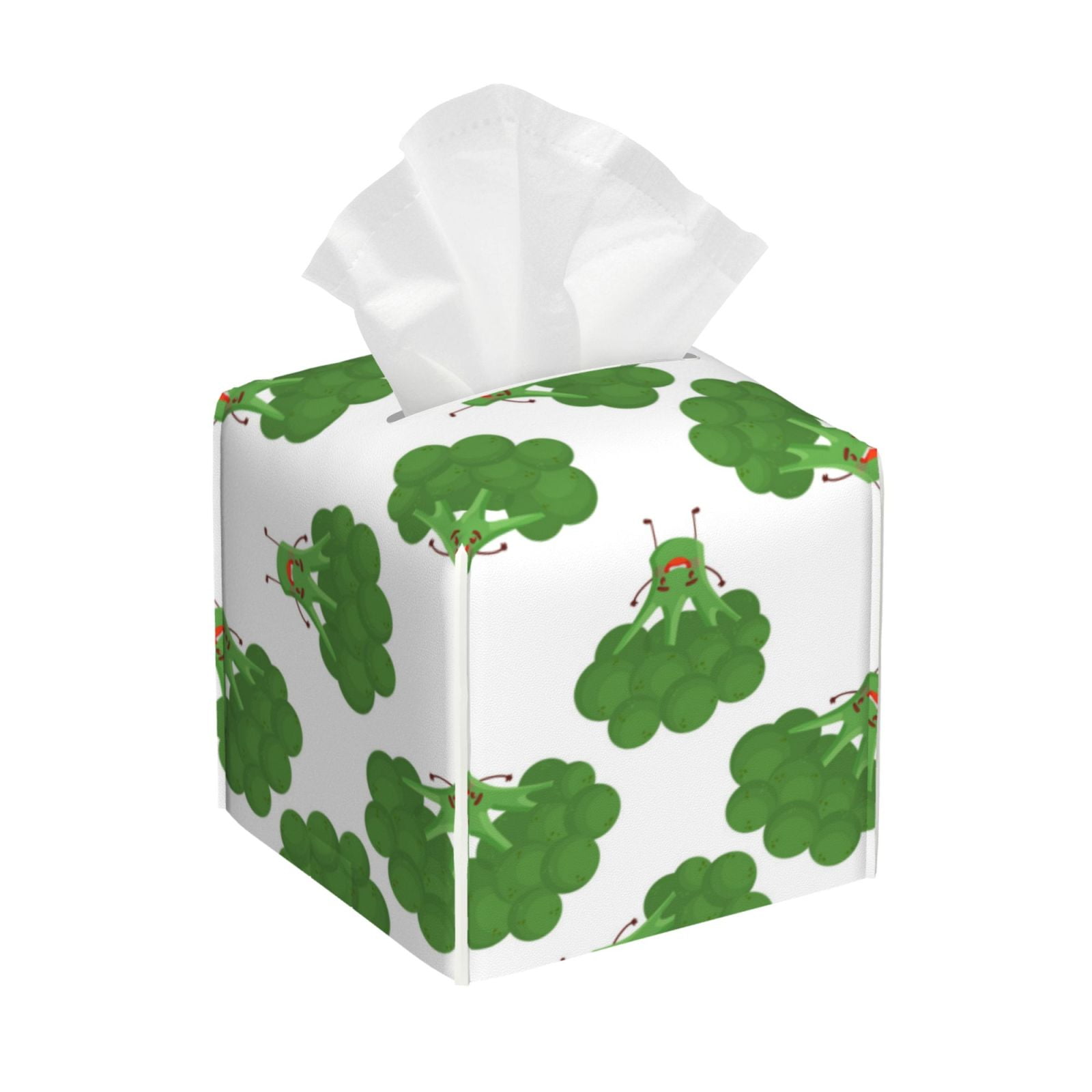 Tissue Box Cover, Bright broccoli cartoon funny Leather Tissue Box ...