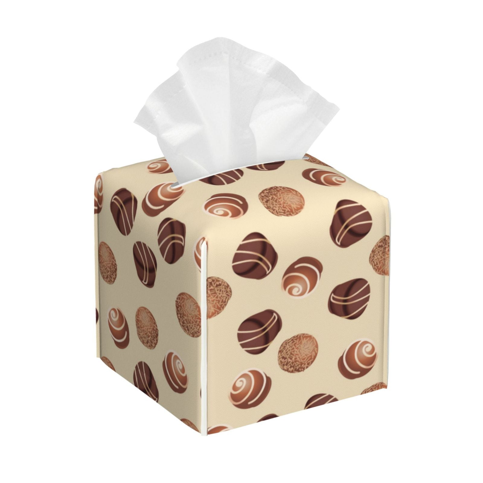 Tissue Box Cover Brown Chocolate Print Tissues Boxes Holder Organizer ...