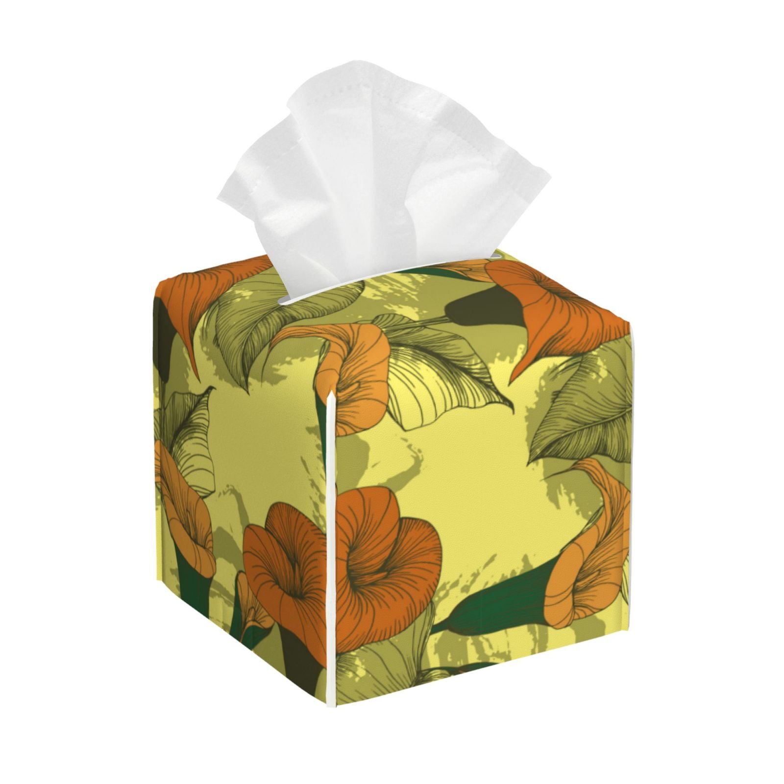 Tissue Box Cover Calla Lily Flowers Yellow Tissues Boxes Holder ...