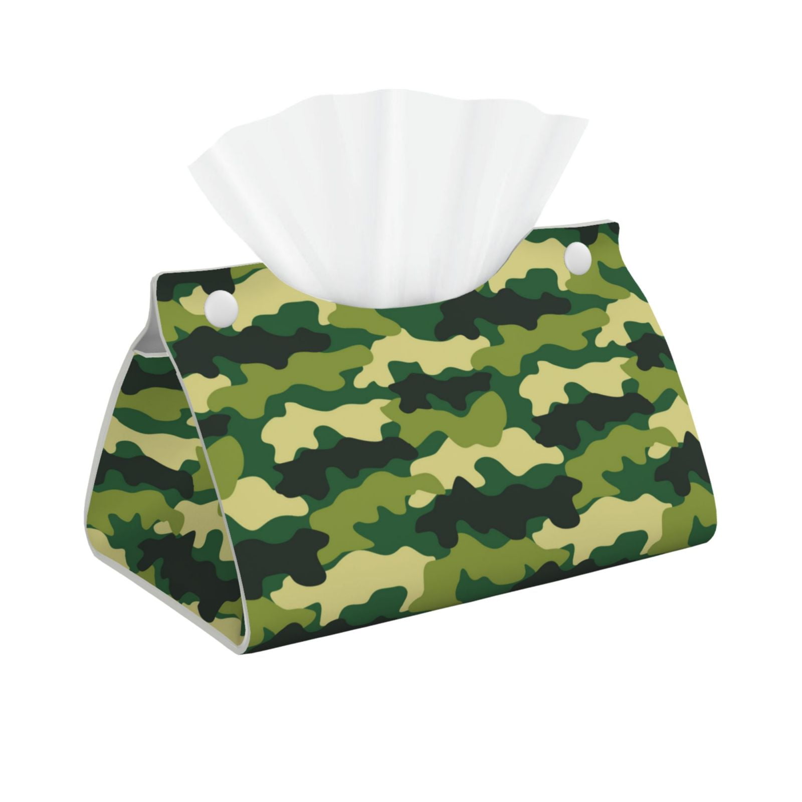 Tissue Box Cover, Camo Green Classic Leather Rectangular Tissue Holder ...