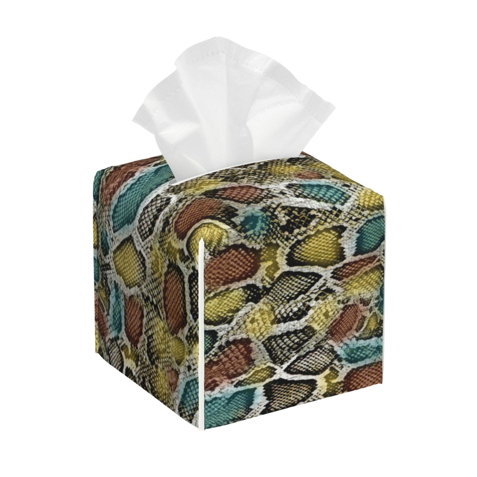 Tissue Box Cover, Camouflage snake Print Leather Tissue Box Holder ...