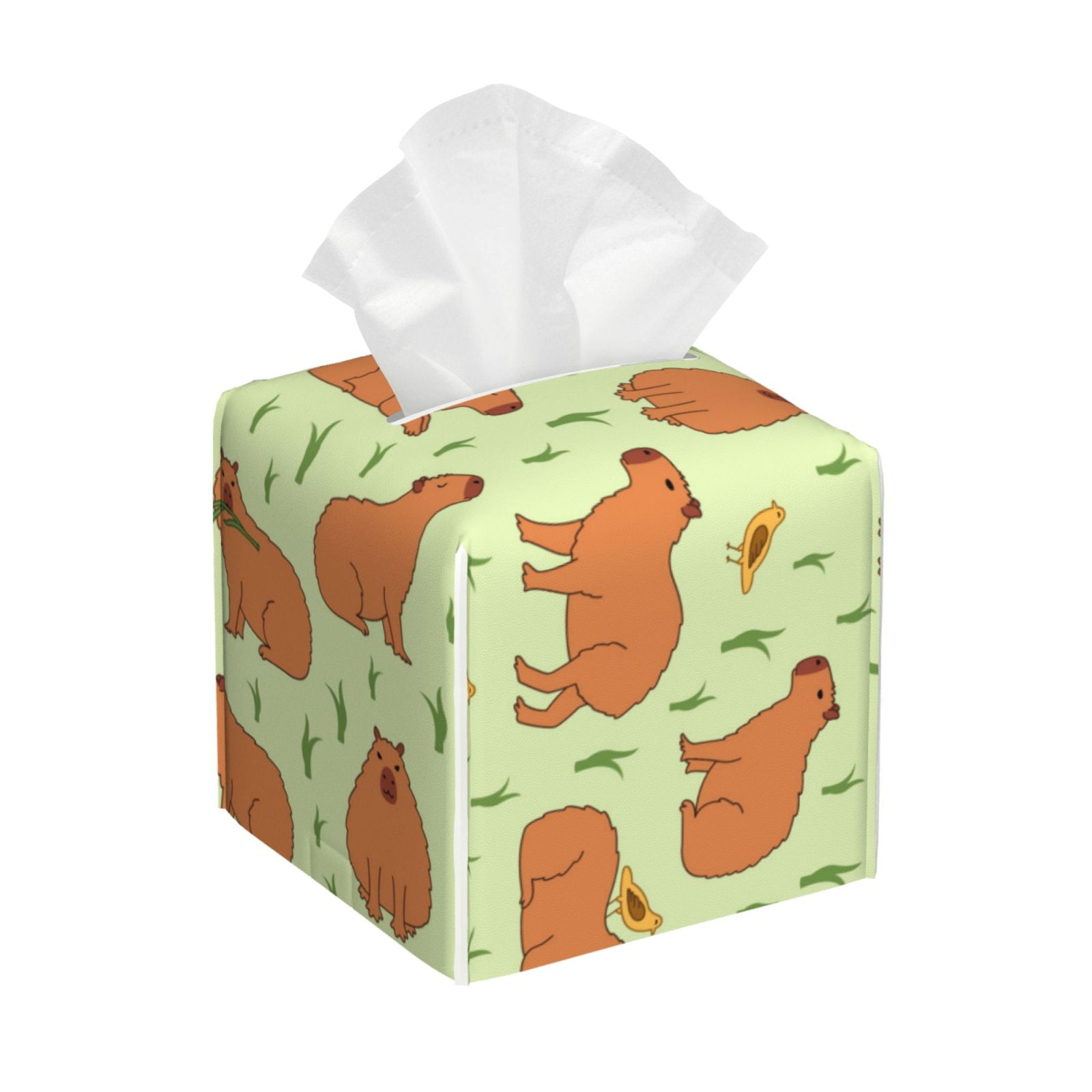 Tissue Box Cover, Capybaras Grass Leather Tissue Box Holder - Tissue ...