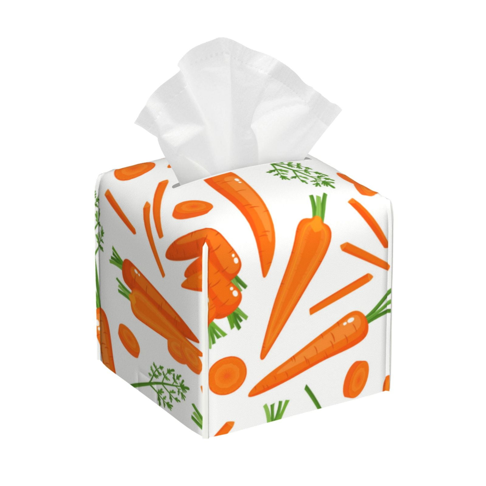 Tissue Box Cover, Carrot slices sticks Leather Tissue Box Holder ...