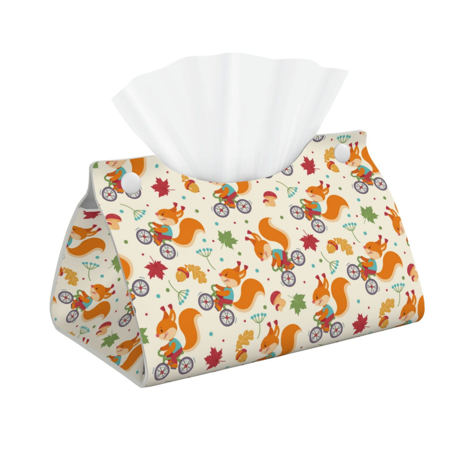 Tissue Box Cover, Cartoon Bike Cute Fox Leather Rectangular Tissue ...