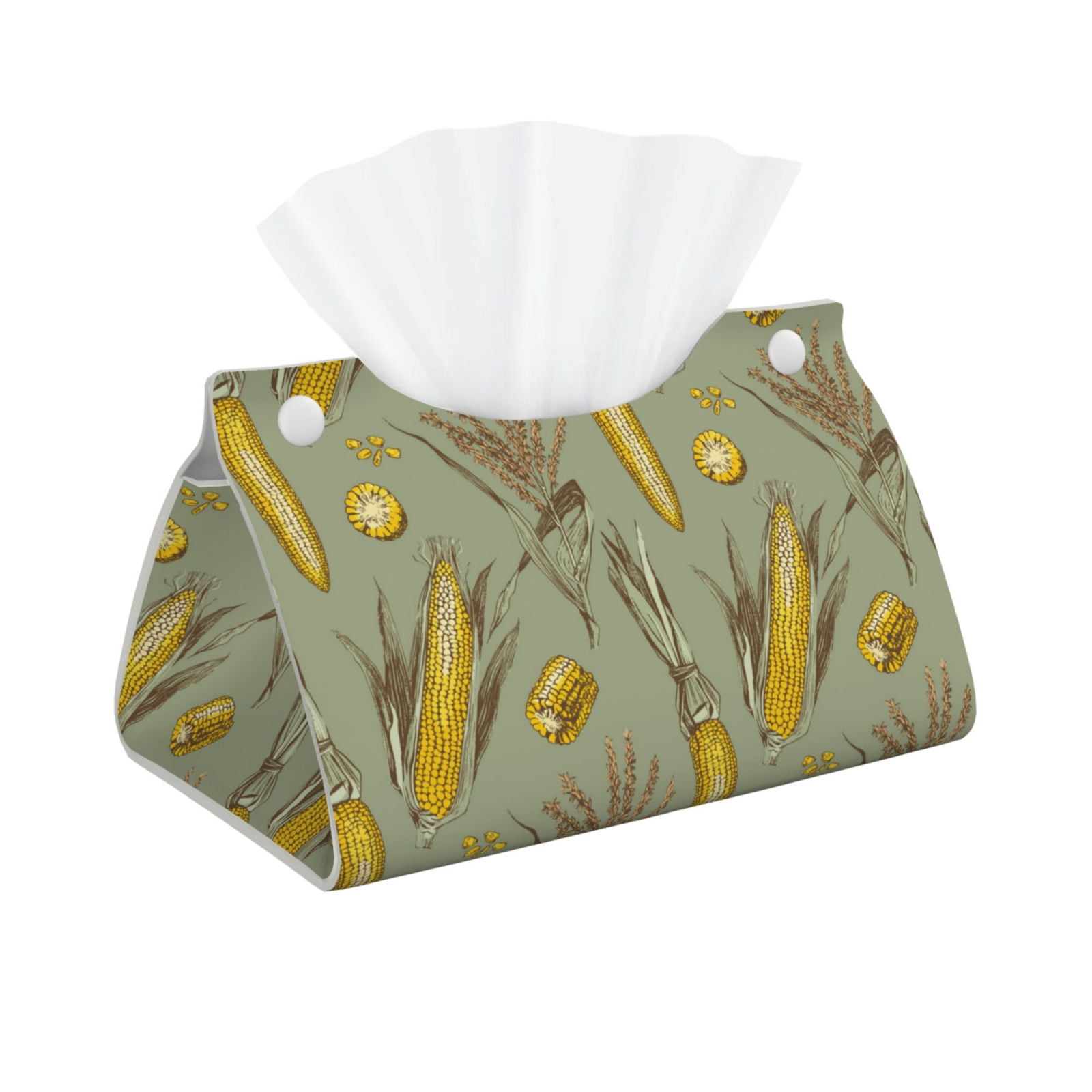 Tissue Box Cover, Cartoon Corn and Wheat Rectangular Leather Tissue ...
