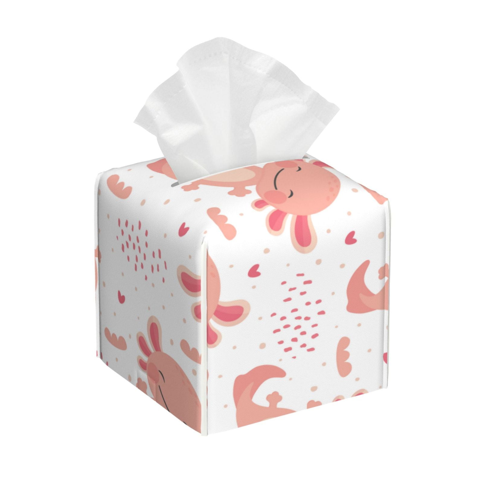 Tissue Box Cover Cartoon Cute Axolotl White Tissues Boxes Holder ...