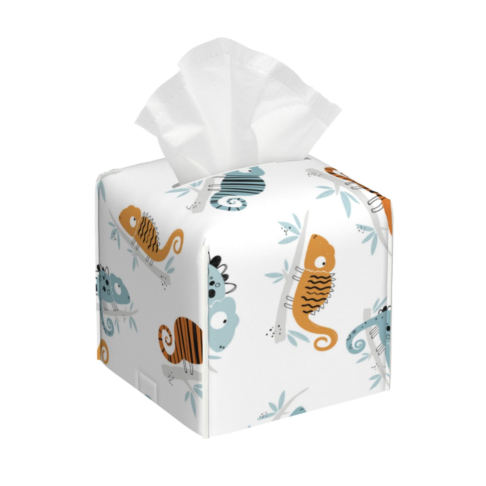 Tissue Box Cover, Cartoon Cute Chameleon Lizard_C Leather Tissue Box ...