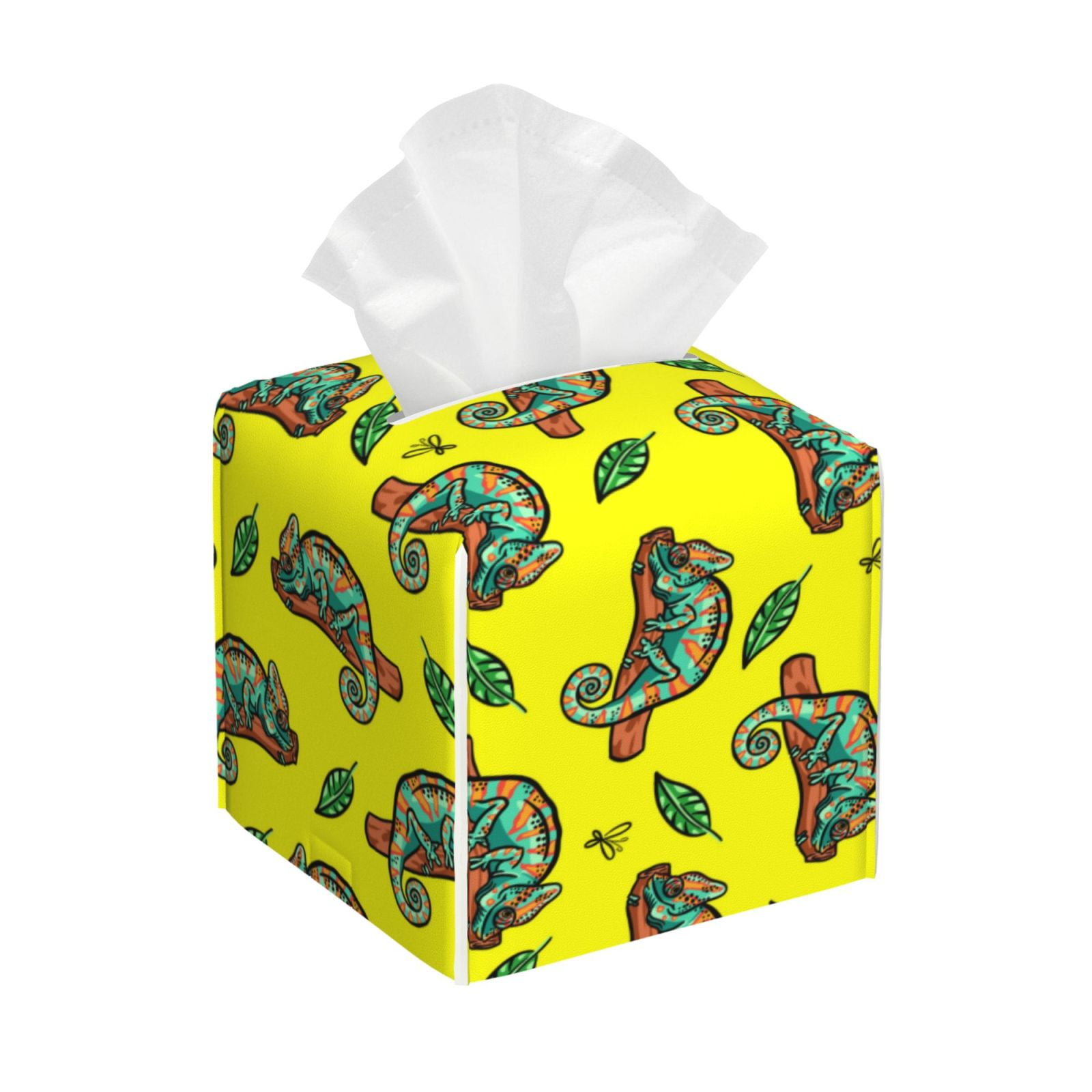 Tissue Box Cover, Cartoon Cute Chameleon Lizard_D Leather Tissue Box ...