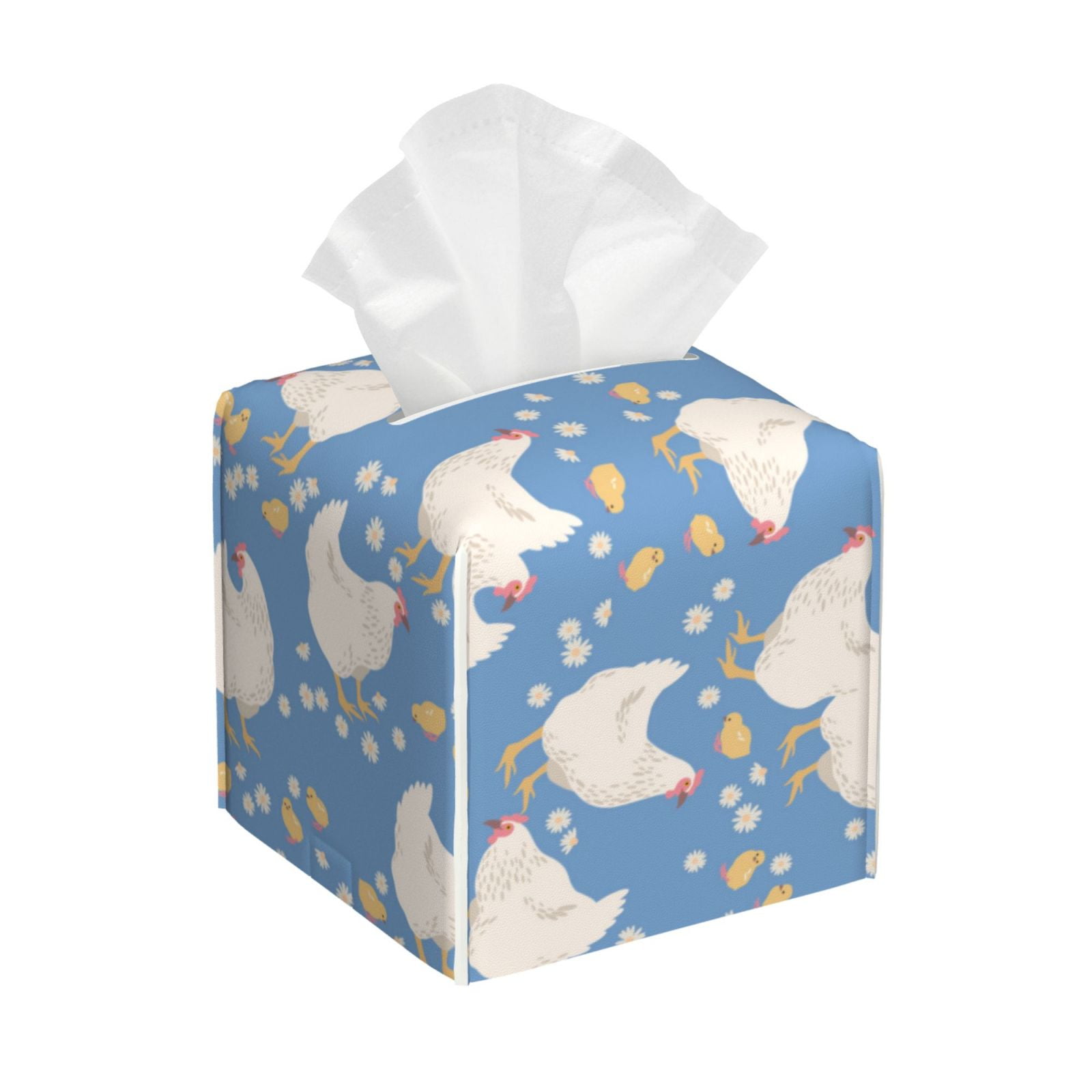 Tissue Box Cover, Cartoon Cute Chicken Daisy Leather Tissue Box Holder ...