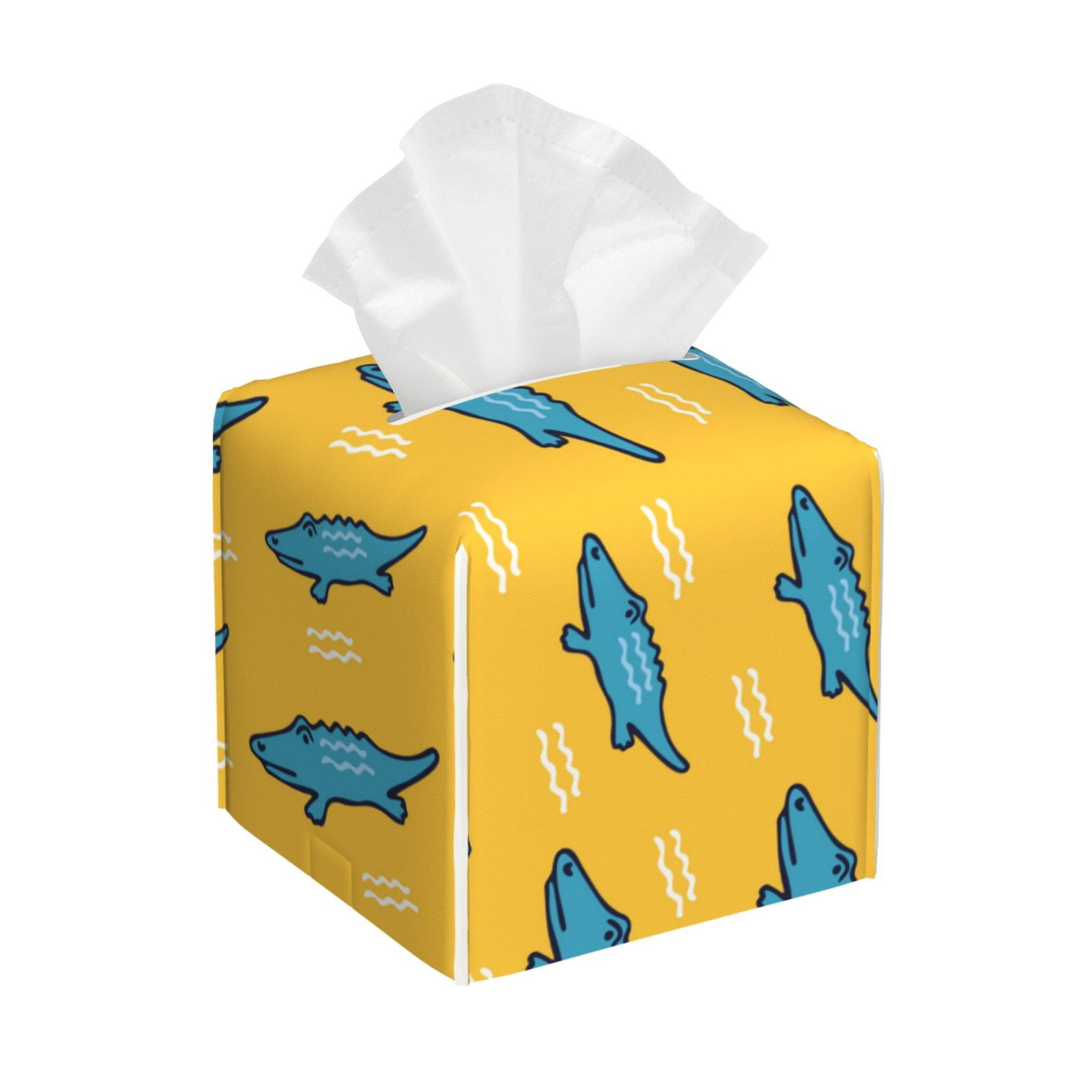 Tissue Box Cover Cartoon Cute Crocodile Yellow Tissues Boxes Holder ...