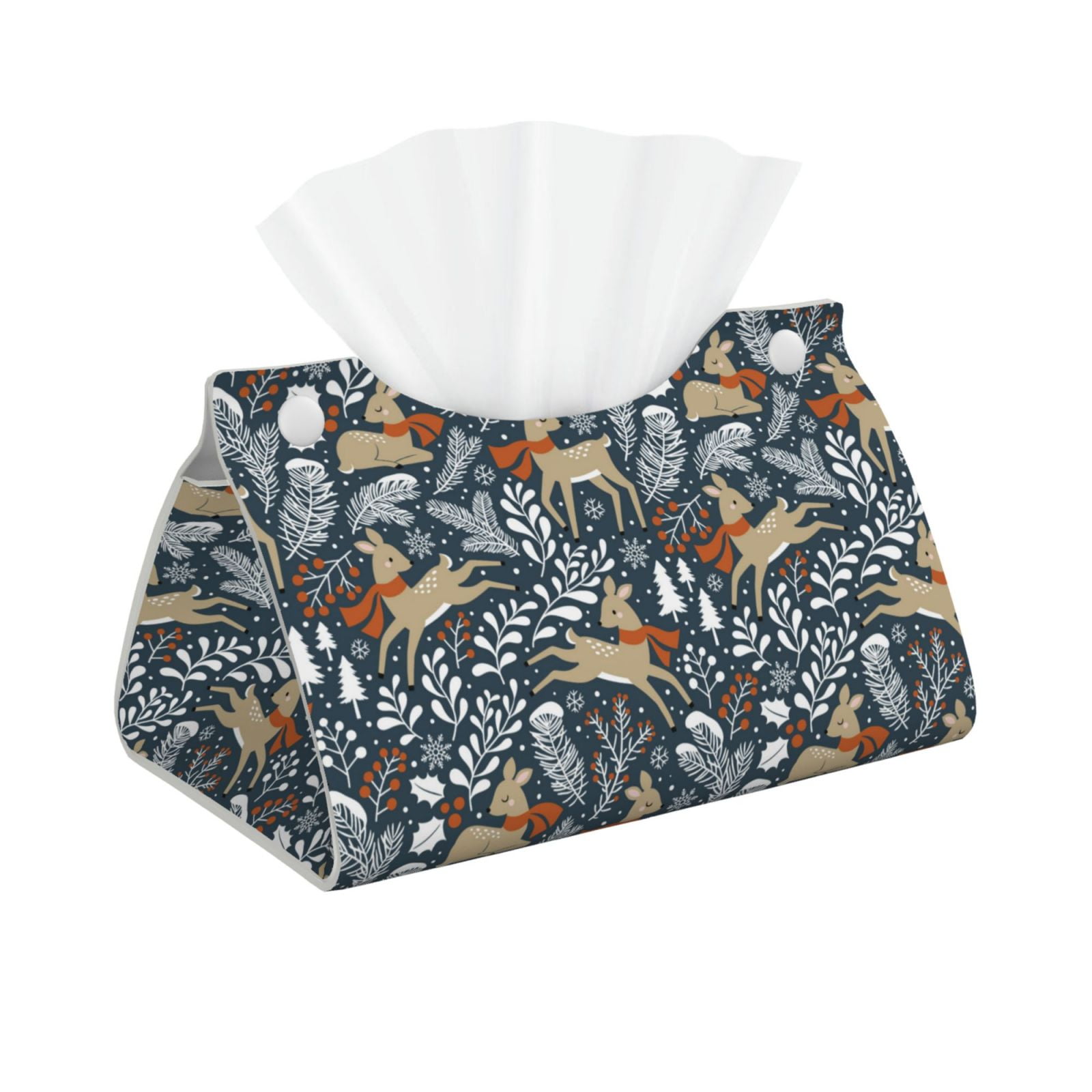 Tissue Box Cover, Cartoon Cute Deer Leaves_A Leather Rectangular Tissue ...