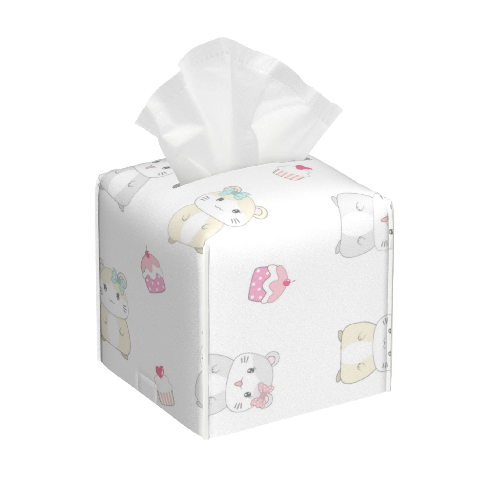 Tissue Box Cover, Cartoon Cute Hamster Cake Leather Tissue Box Holder ...
