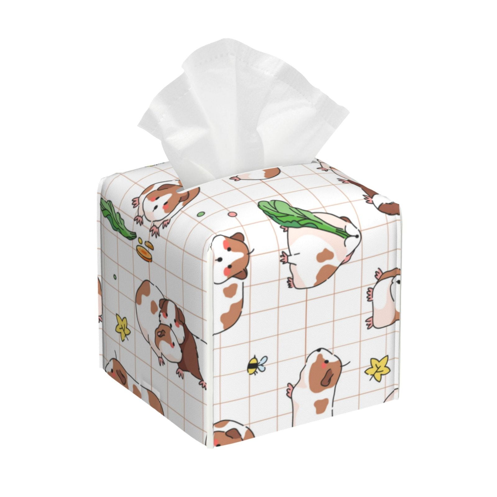 Tissue Box Cover, Cartoon Cute Hamster Greens Leather Tissue Box Holder ...